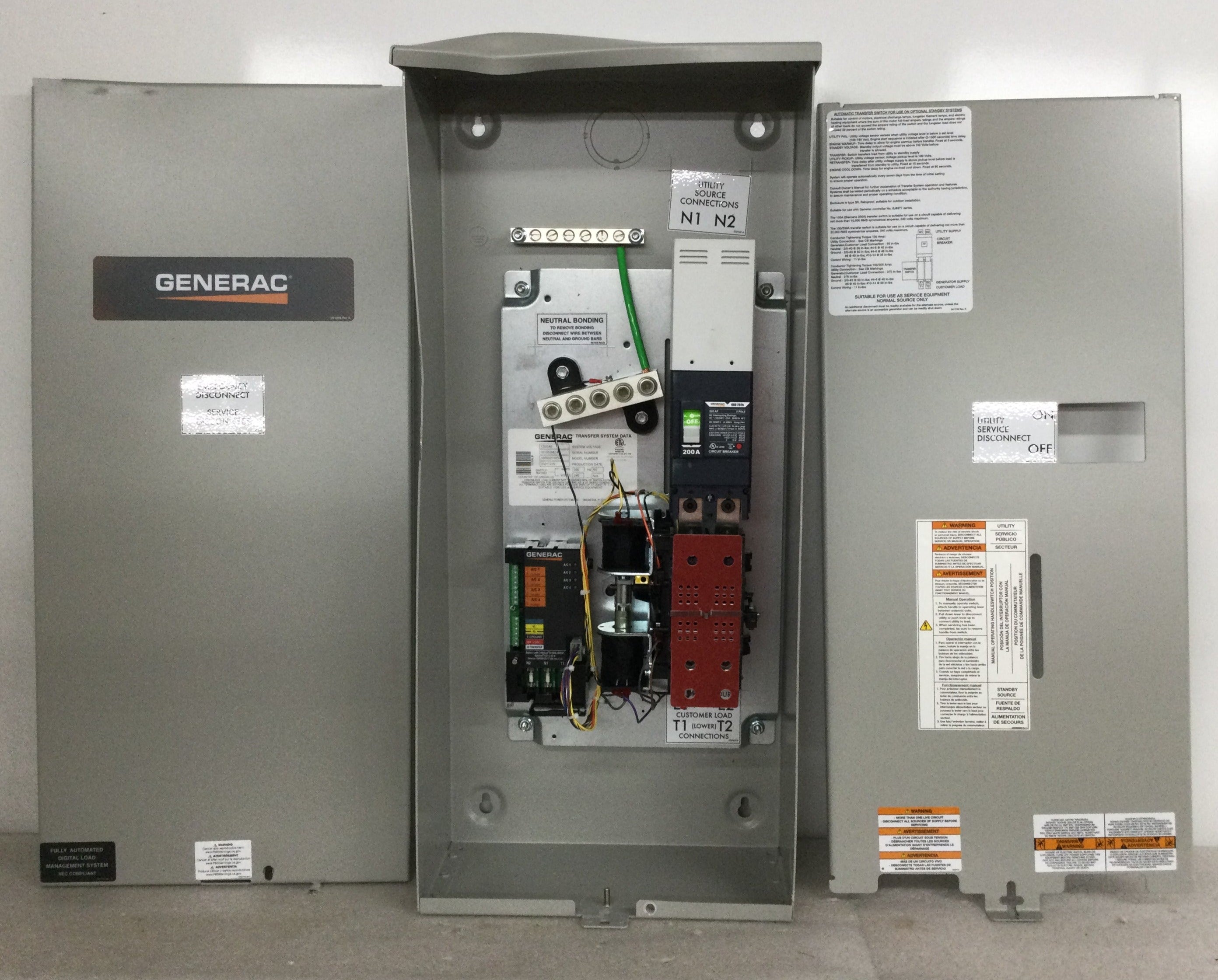 Generac 10000011659 200 Amp 240V Automatic Transfer Switch Single Phas