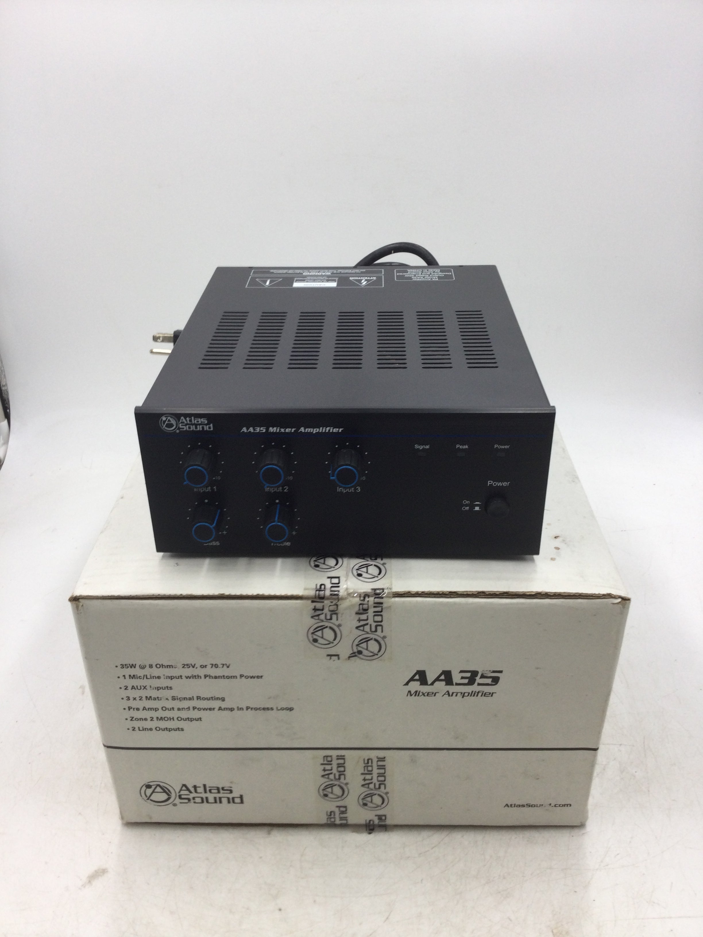 Atlas Sound AA35 Mixer/Amplifier 35 Watt Output, 1 Mic Input, 2 AUX In