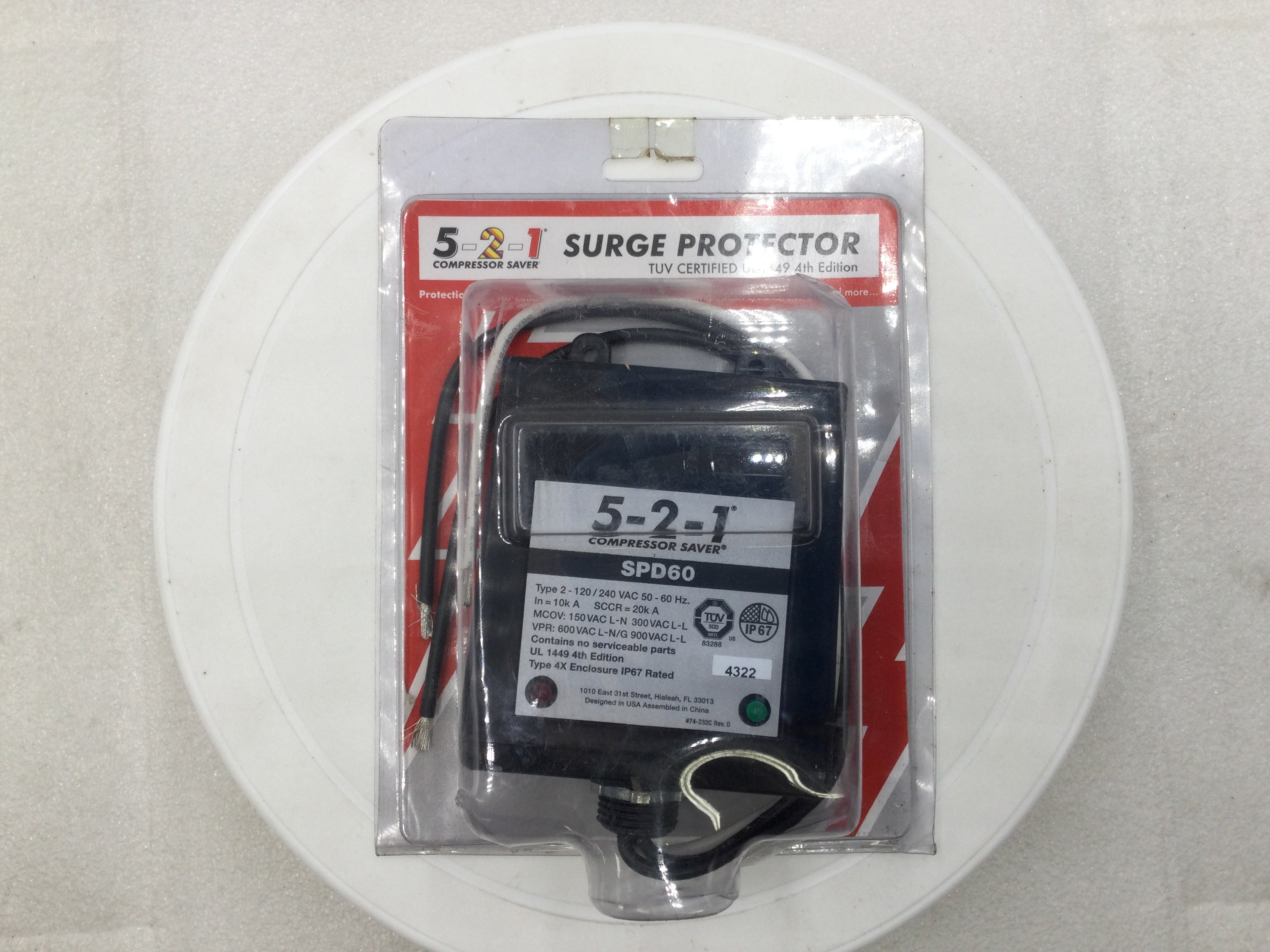 5-2-1 Compressor Saver SPD60 120/240V 50/60Hz Surge Protector