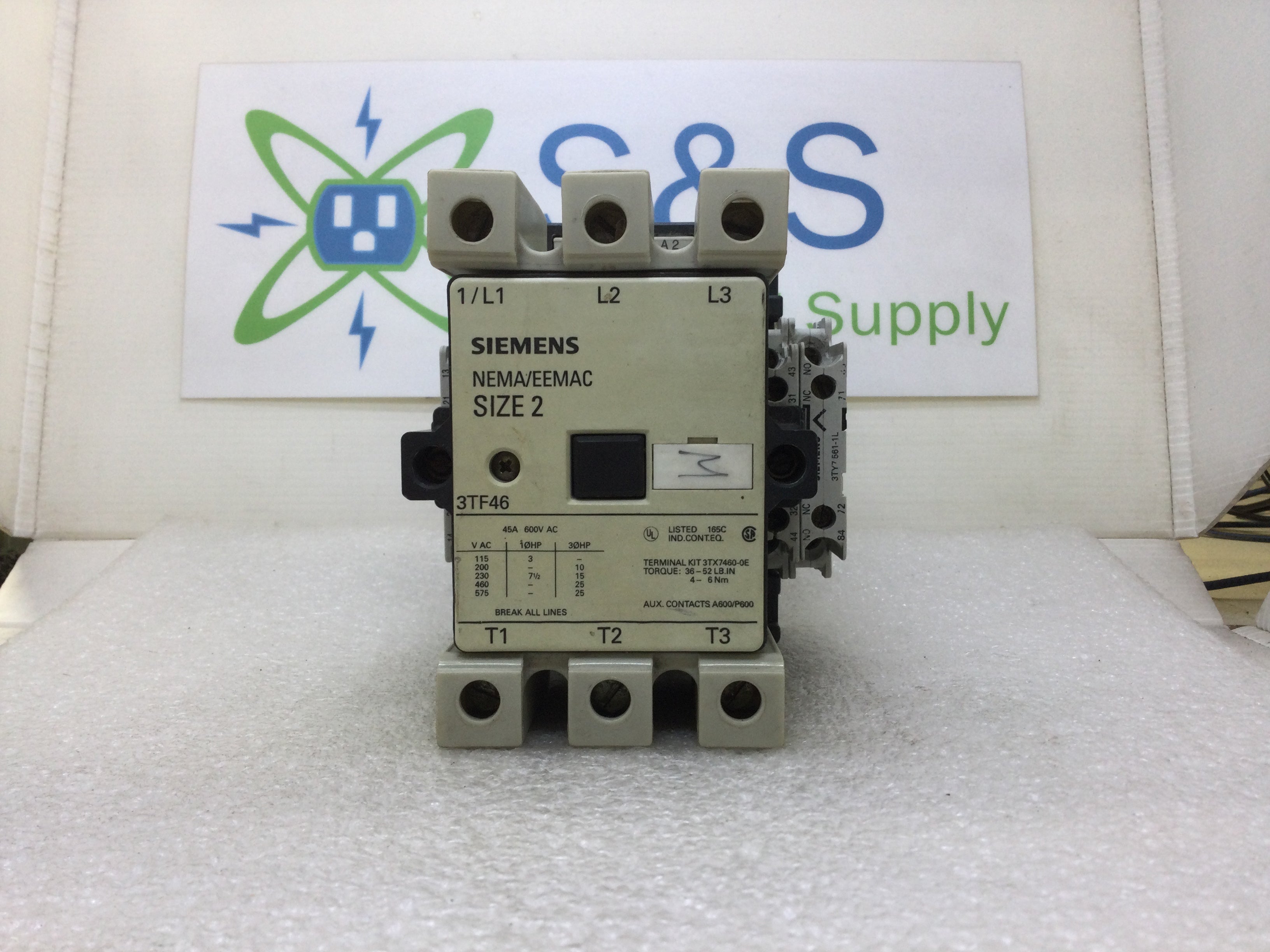 Siemens 3TF4622-OAK61 45 Amp 600 VAC Non-Reversing Contactor 120 VAC C