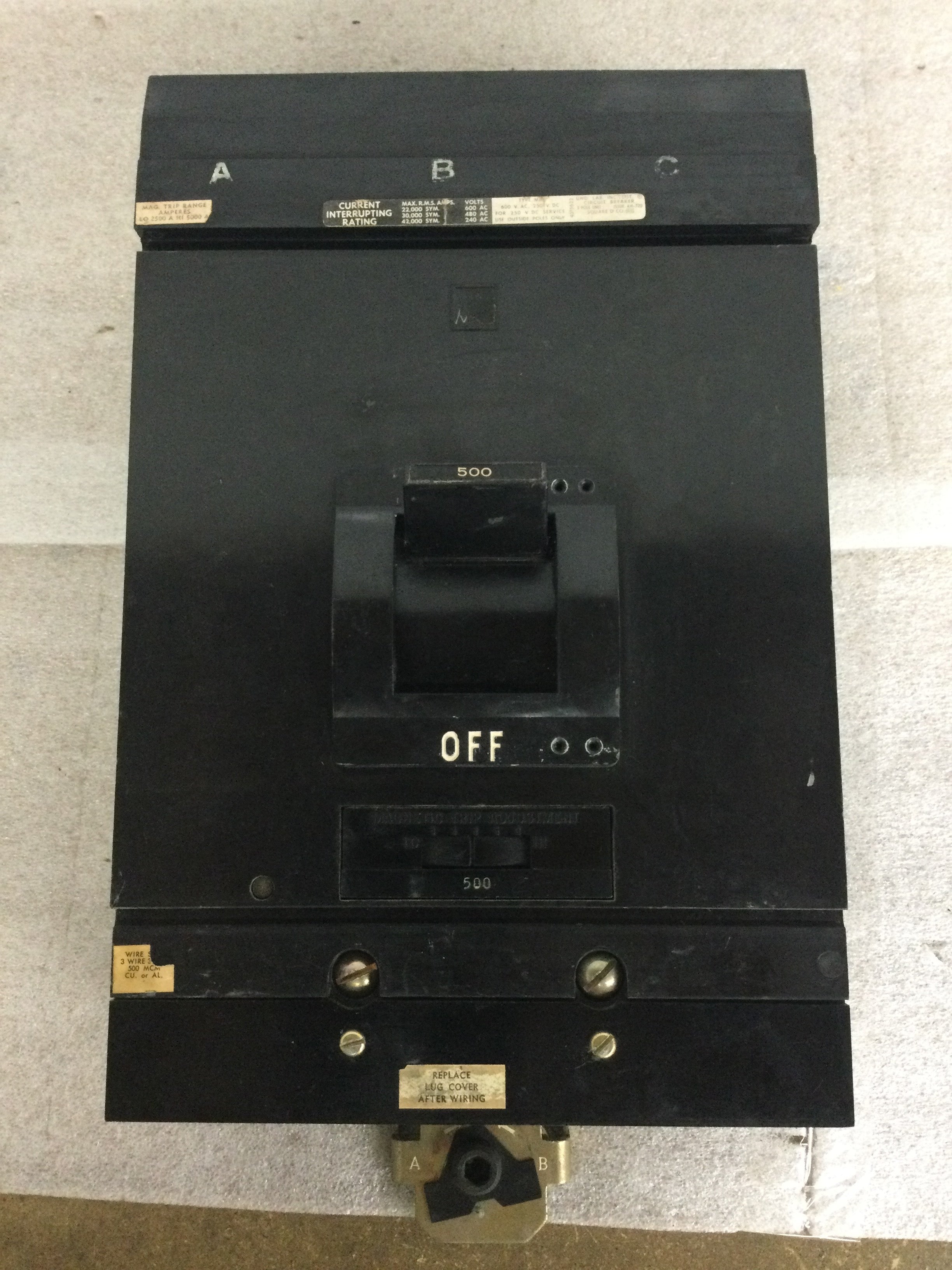 Square D MA36500 3 Pole 500 Amp 600v I Line Circuit Breaker