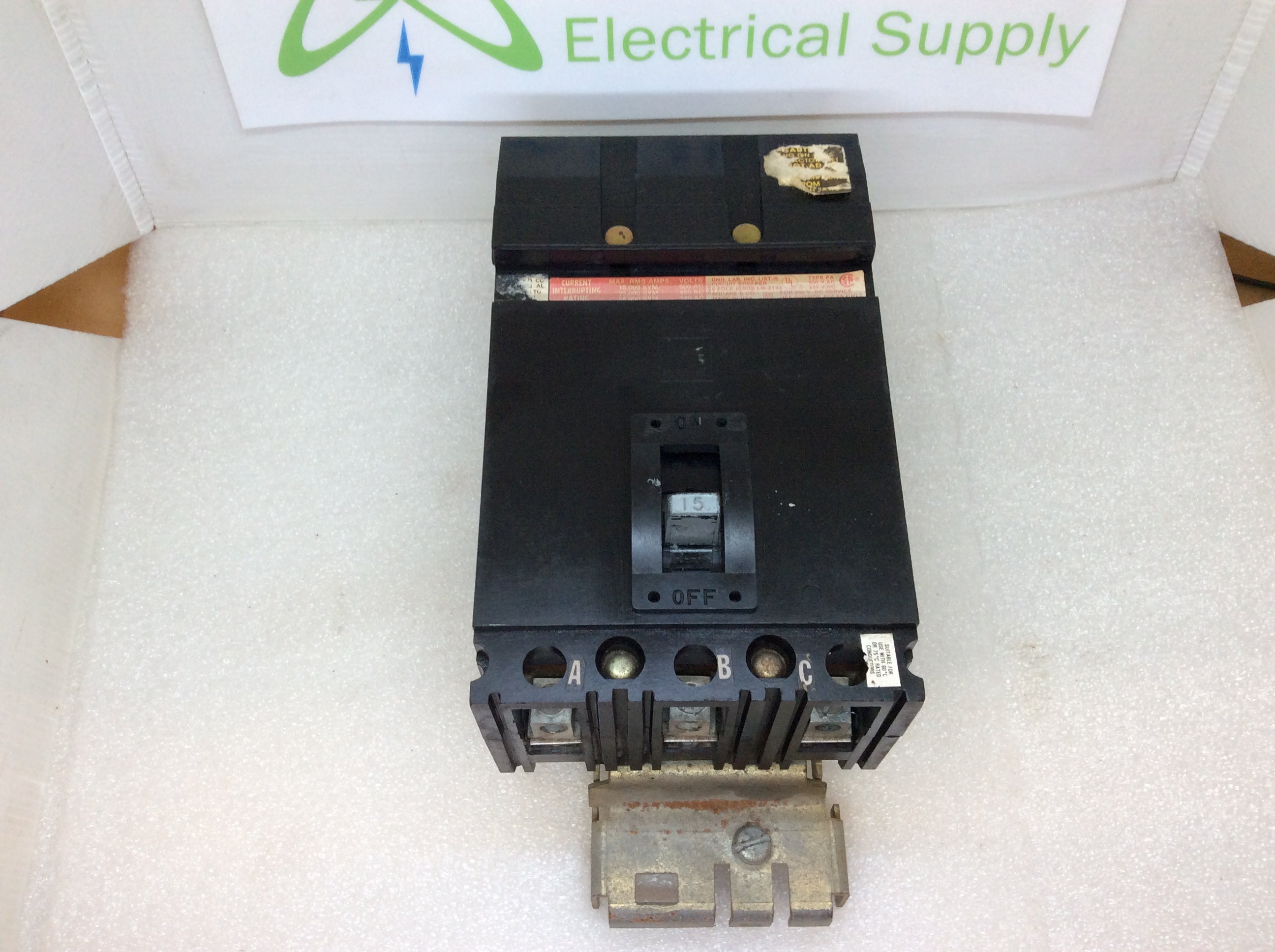 Square D FH36015 15 Amp 3 Pole 600V I Line Circuit Breaker