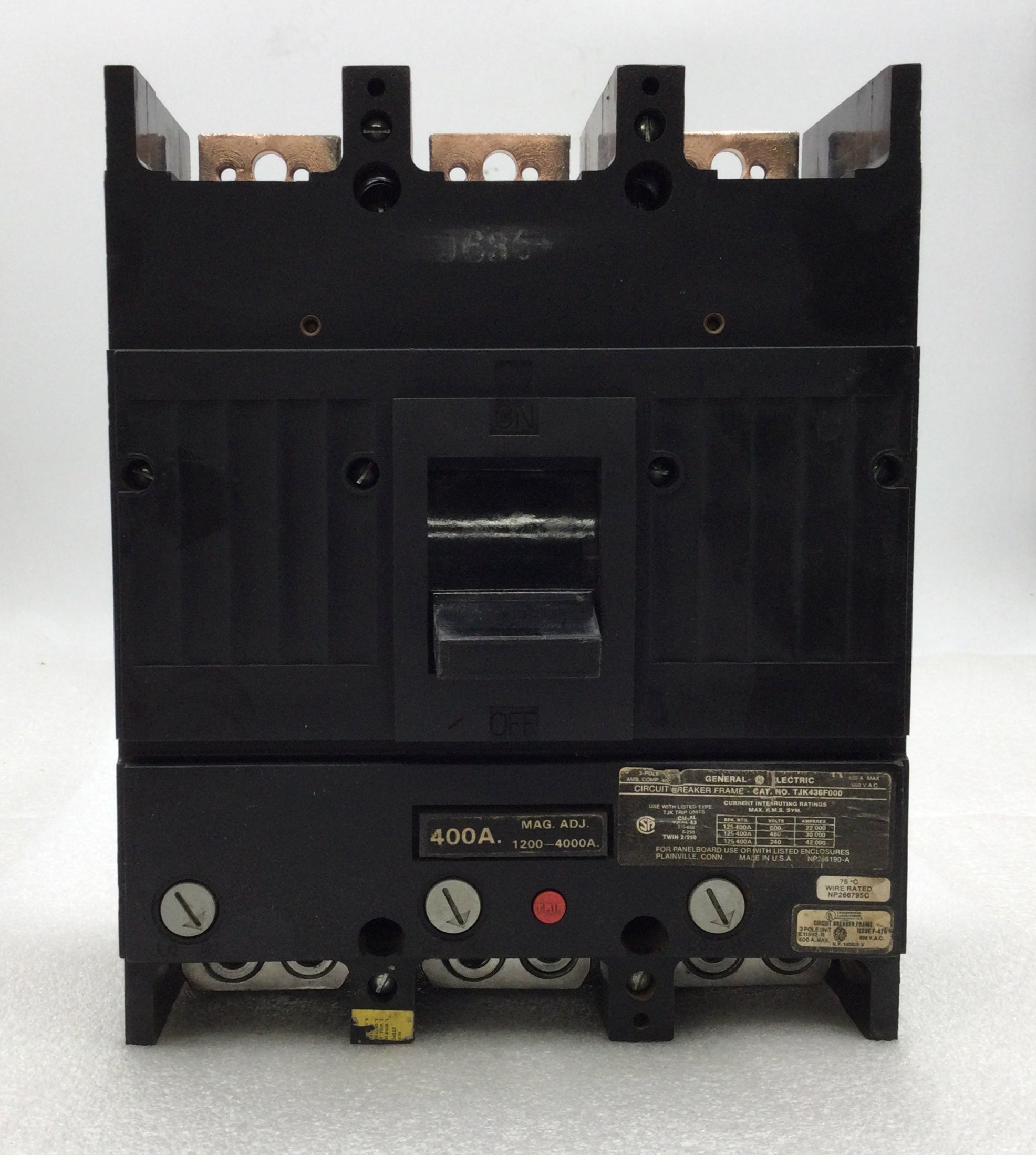 General Electric TJK436F000 400 Amp 3 Pole 600V Circuit Breaker w/ 400