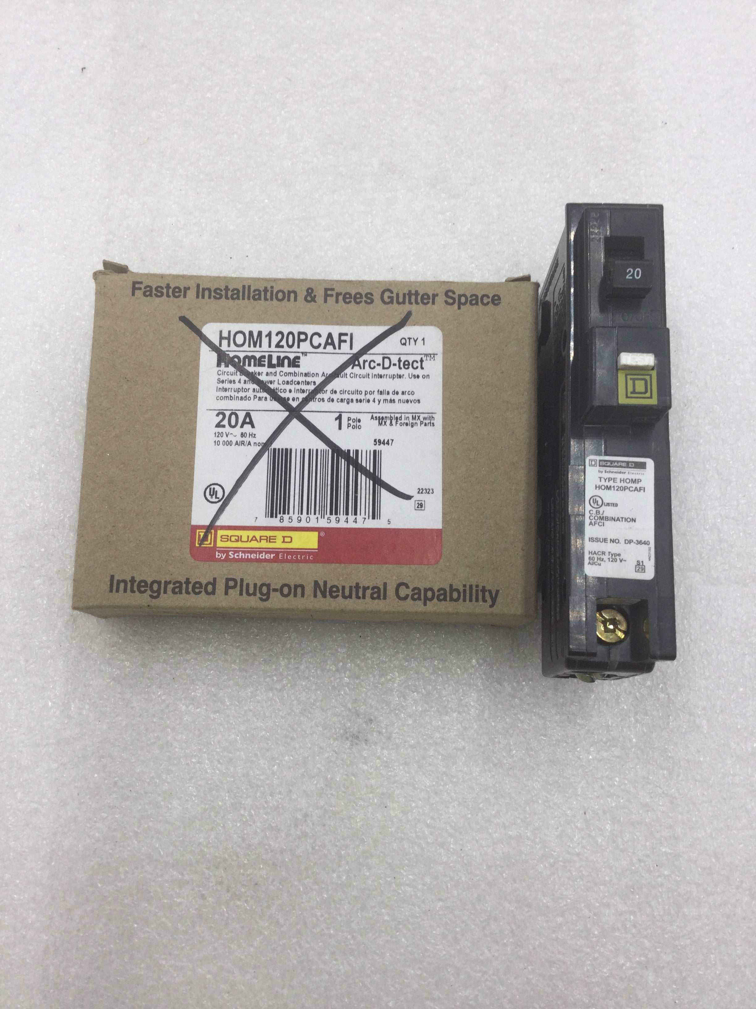Square D/Homeline HOM120PCAFI Plug On Neutral Style 1 Pole 20A AFCI Pr