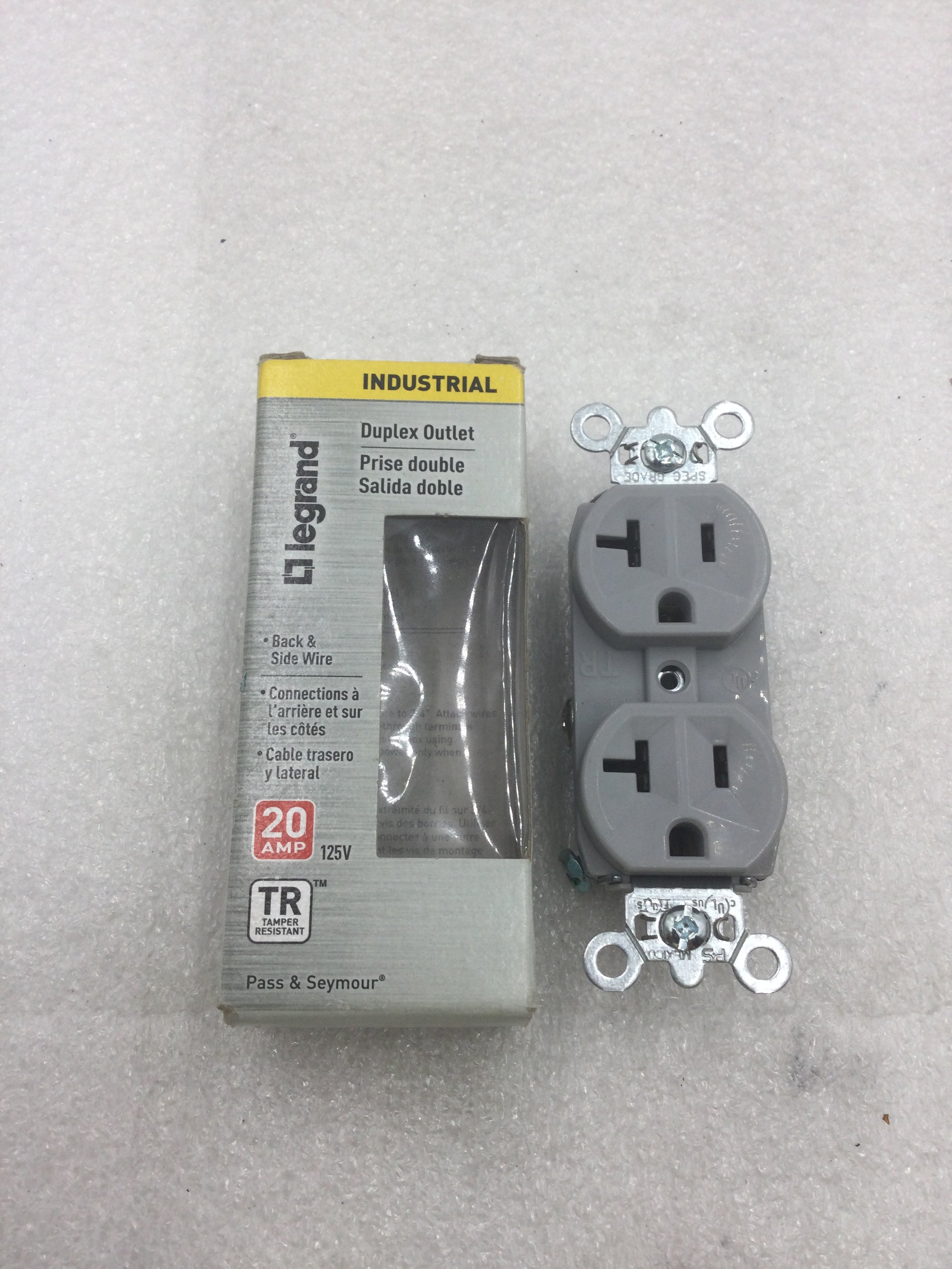 Legrand TR5362-GRYCC12 Duplex 20 Amp Receptacle w/ Tamper Resistant Ba