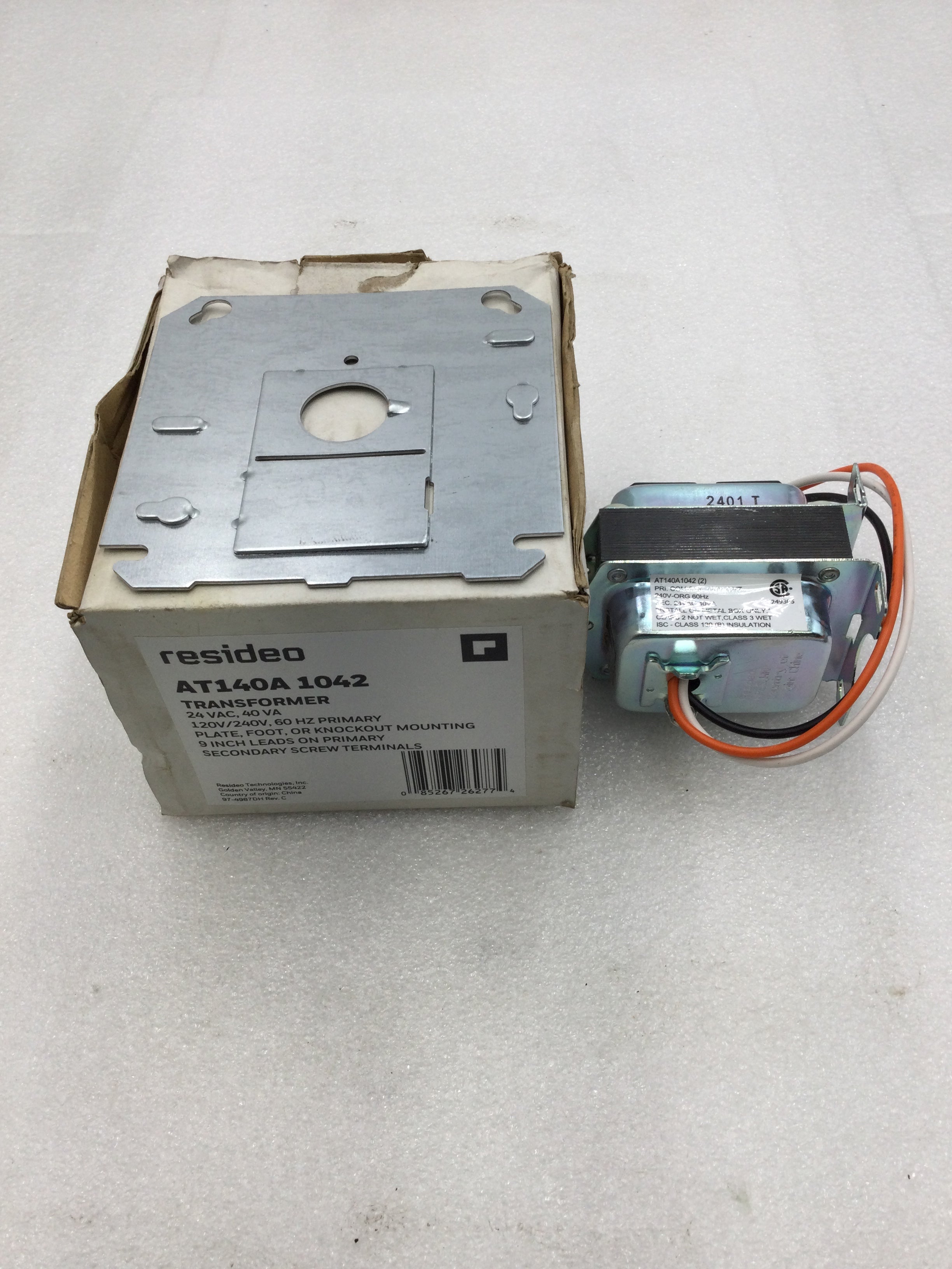 Resideo AT140A1042 Transformer 120/240 VAC Primary 24 VAC 40 VA Second
