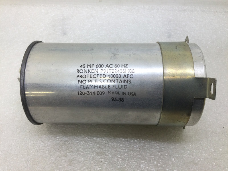 Ronken P91T22456H06 45MF 600AC 60Hz Capacitor