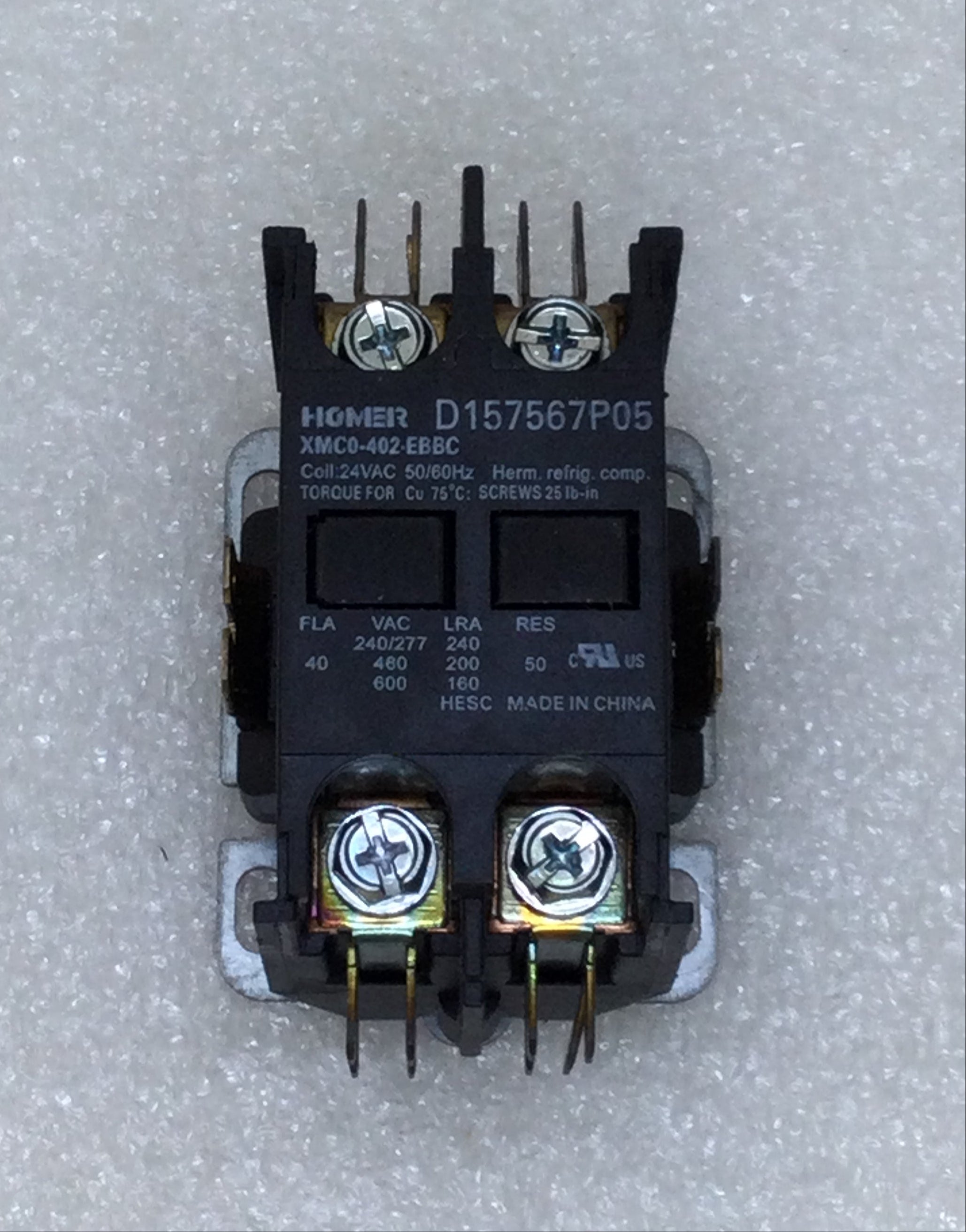 Homer D157567P05 40 Amp 2 Pole 240-600 VAC HVAC Contactor with 24 VAC