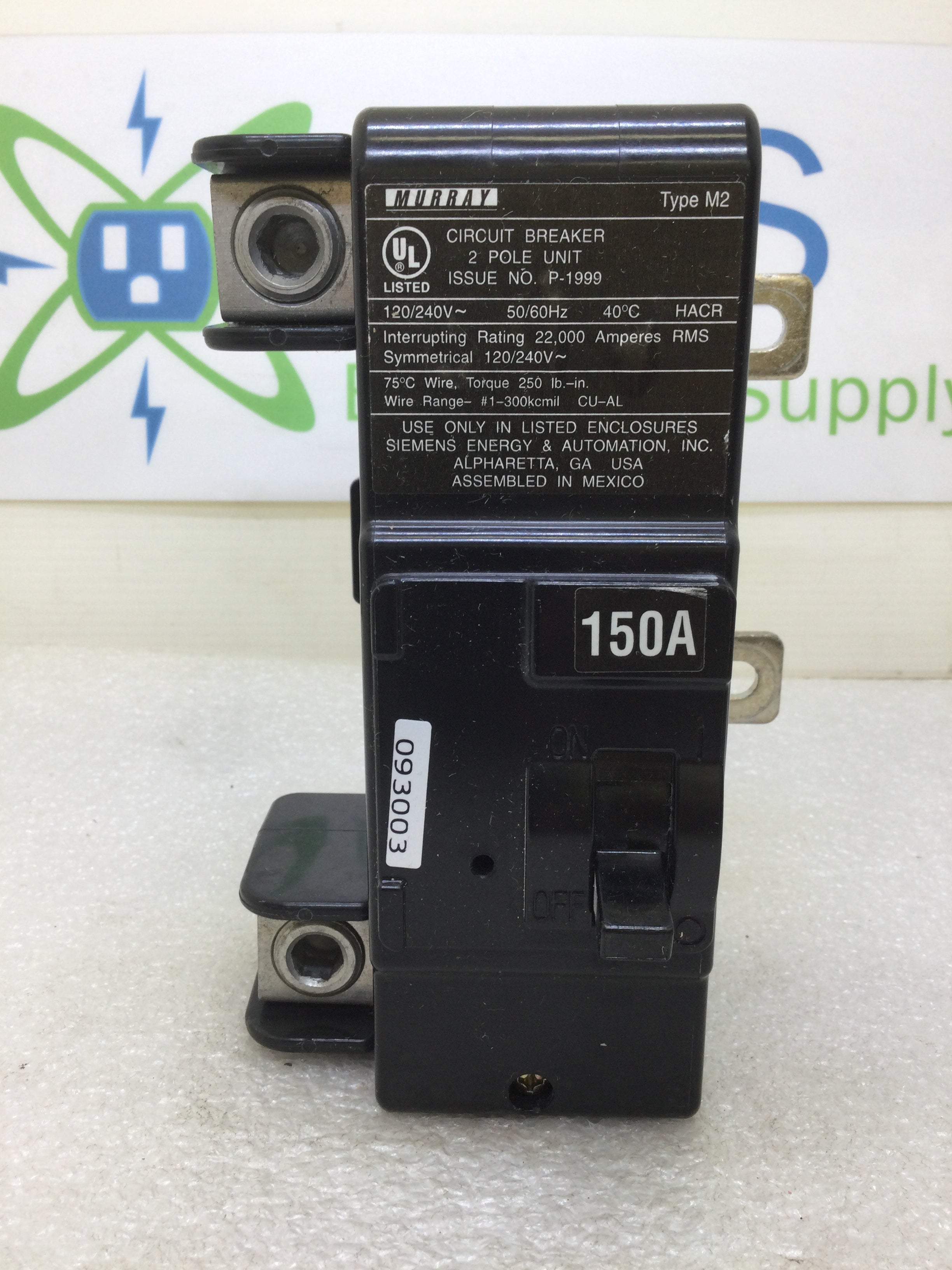 Murray M2150 2 Pole 150 Amp Type M2 120/240v Main Circuit Breaker MBK2