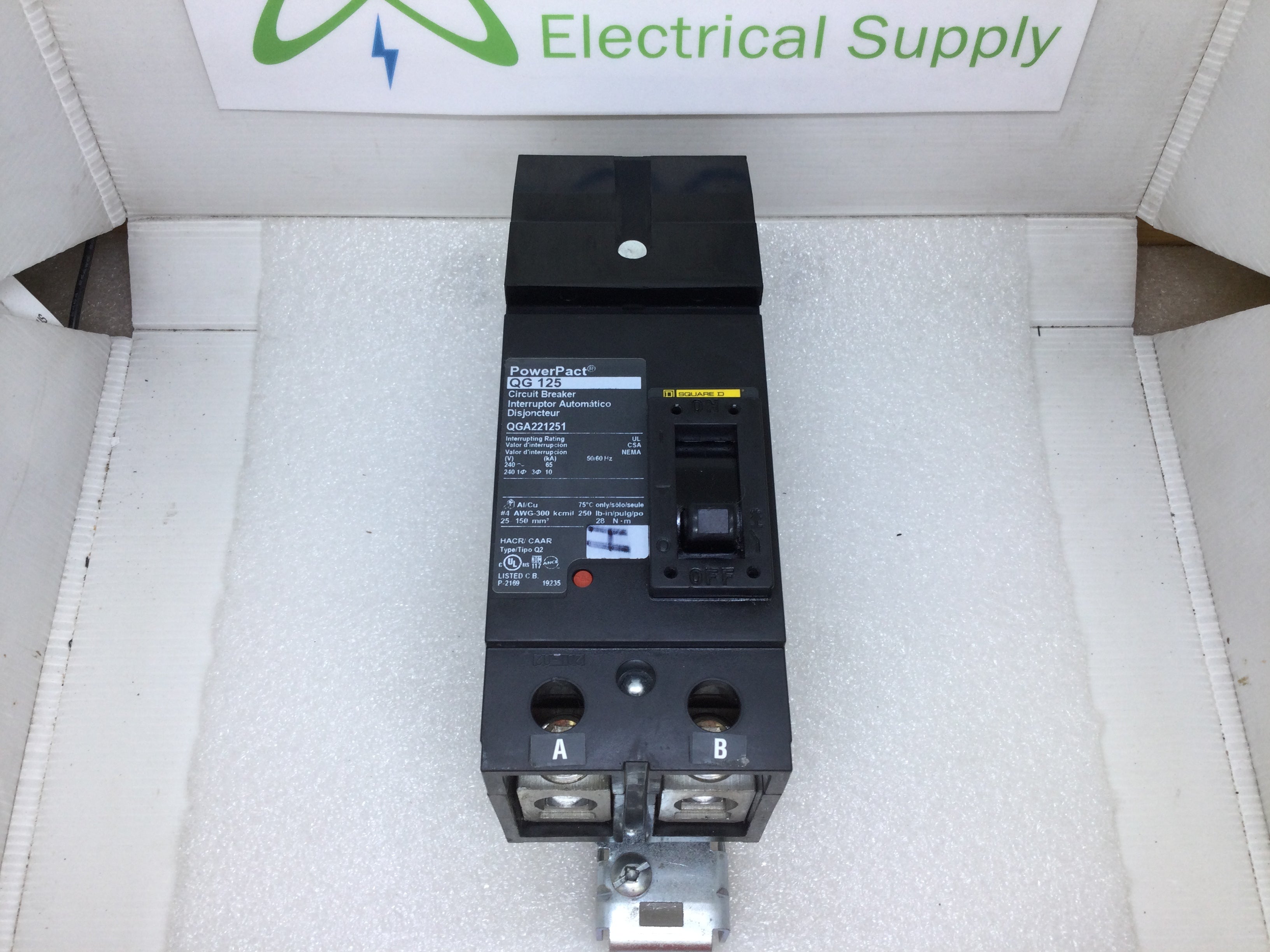 Square D QGA221251 125 Amp 2 Pole AB 240V PowerPact I Line QG125 Circu