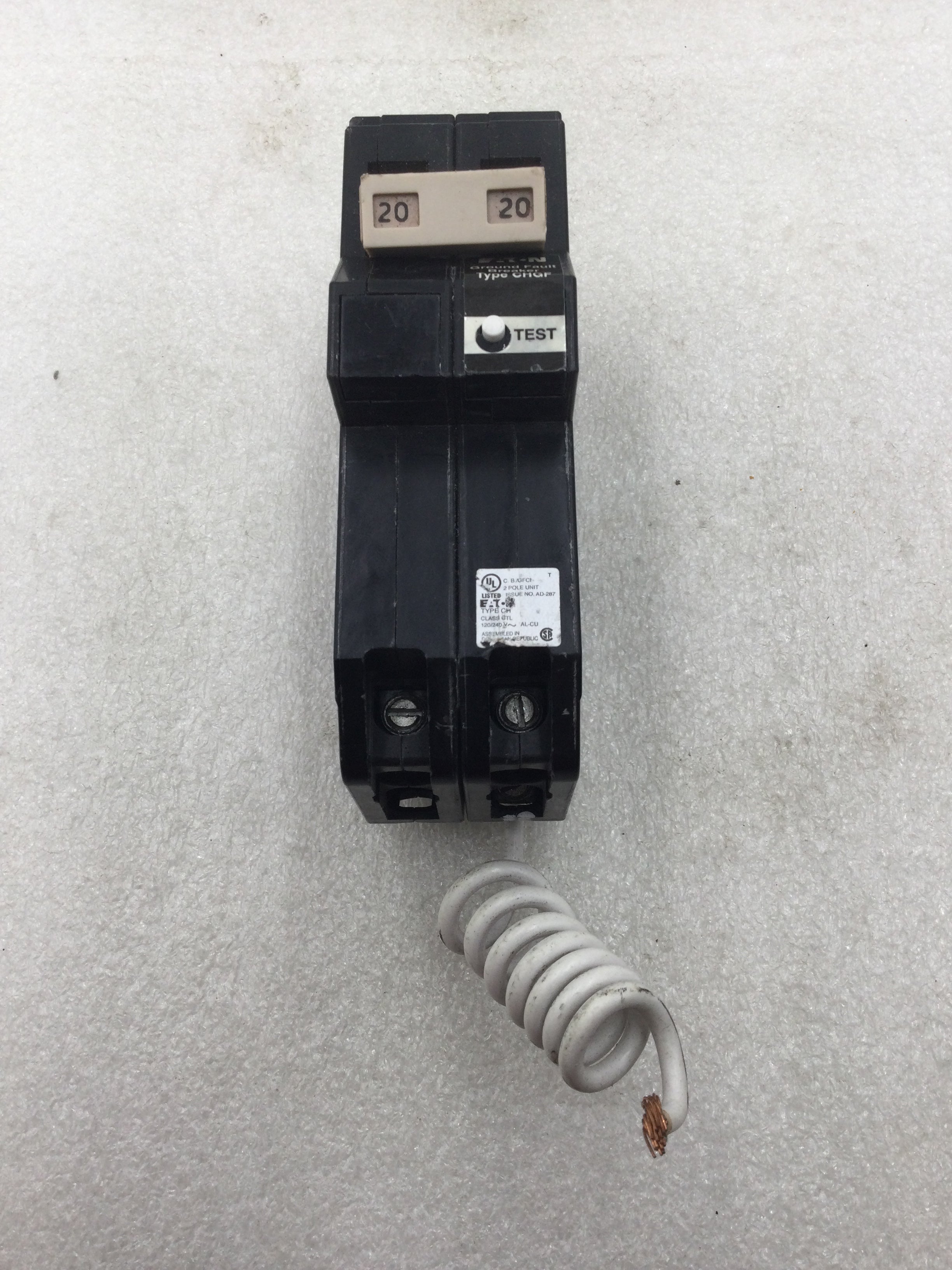 Eaton/Cutler-Hammer CHN220GF 20 Amp 2 Pole 120/240 VAC GFCI Circuit Br
