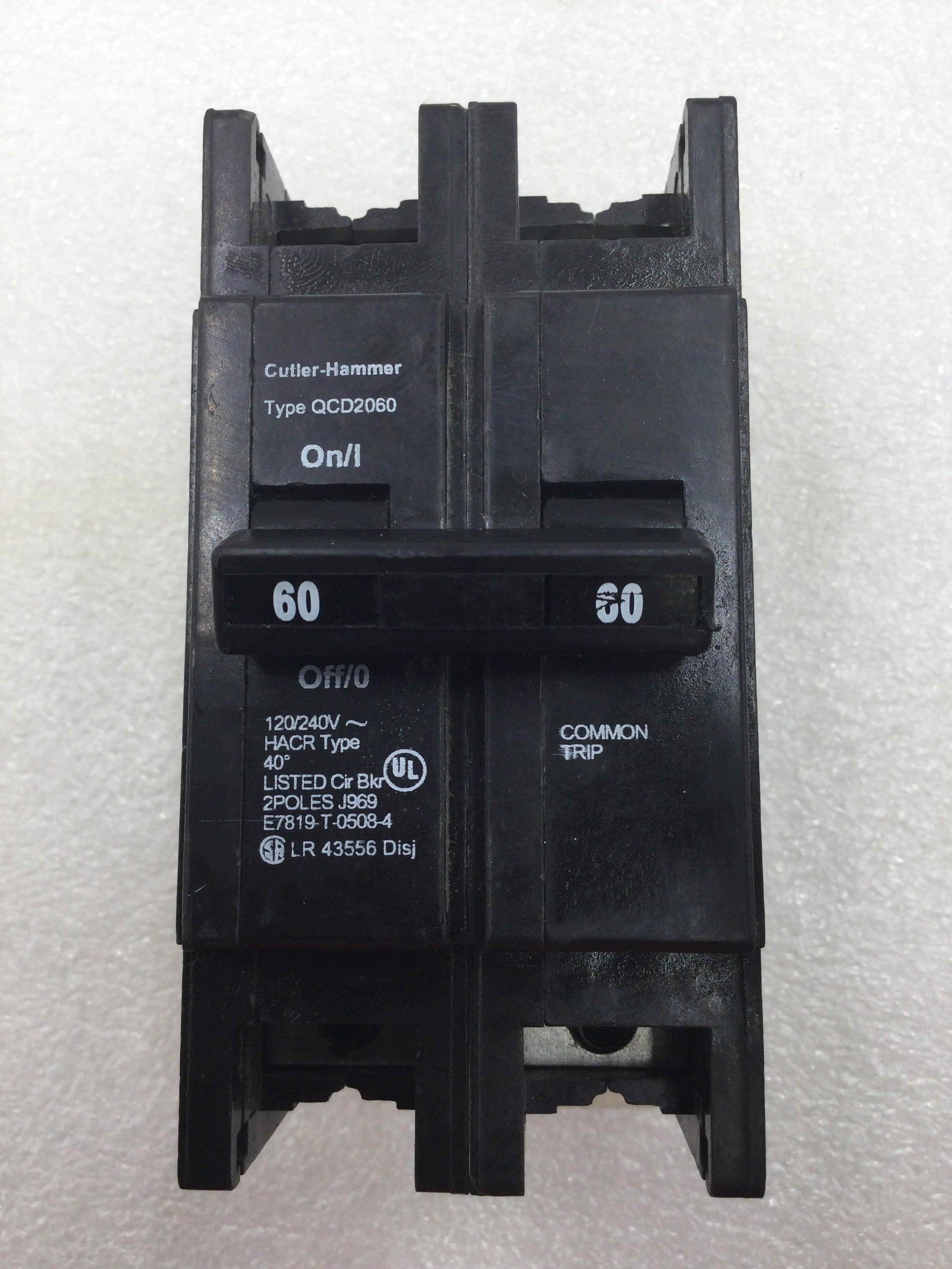 Cutler-Hammer QCD2060 60 Amp 2 Pole Feed Thru Circuit Breaker Din Rail