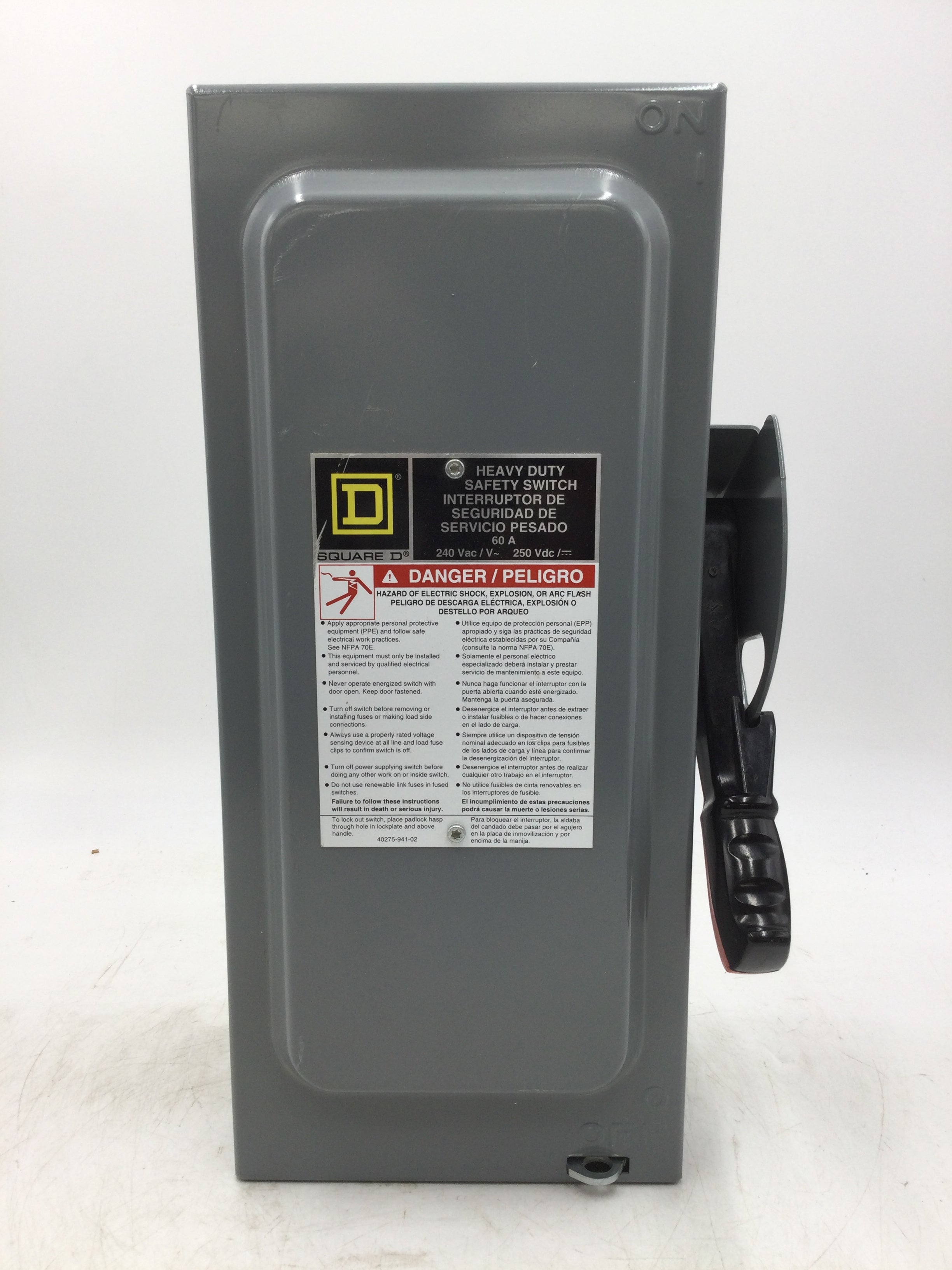 Square D H222N 60 Amp 240V Type 1 Indoor Fusible Safety Switch Disconn