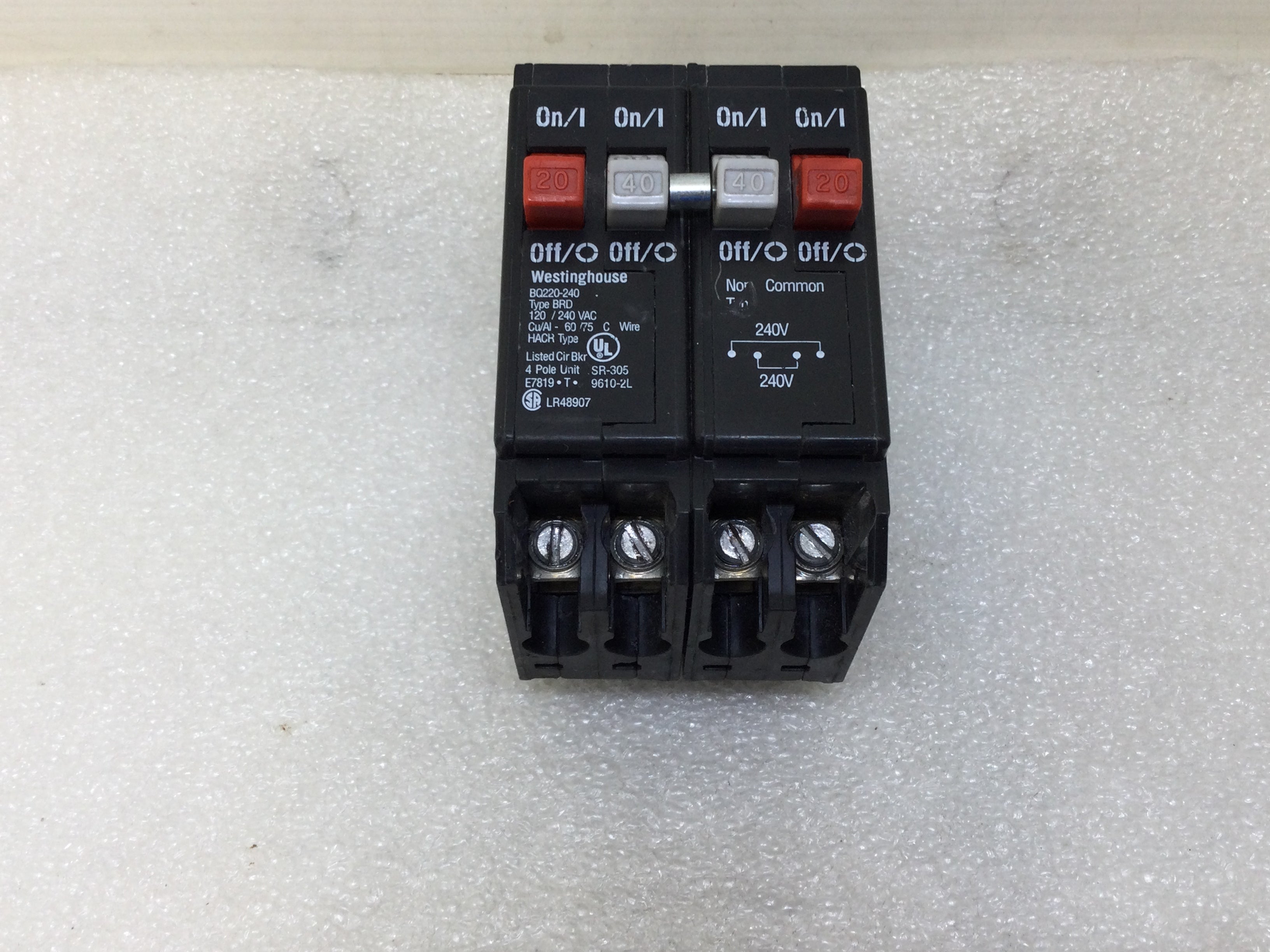 Westinghouse BQ220-240 Type BRD 20 & 40 Amp 120/240v Quad Circuit Brea