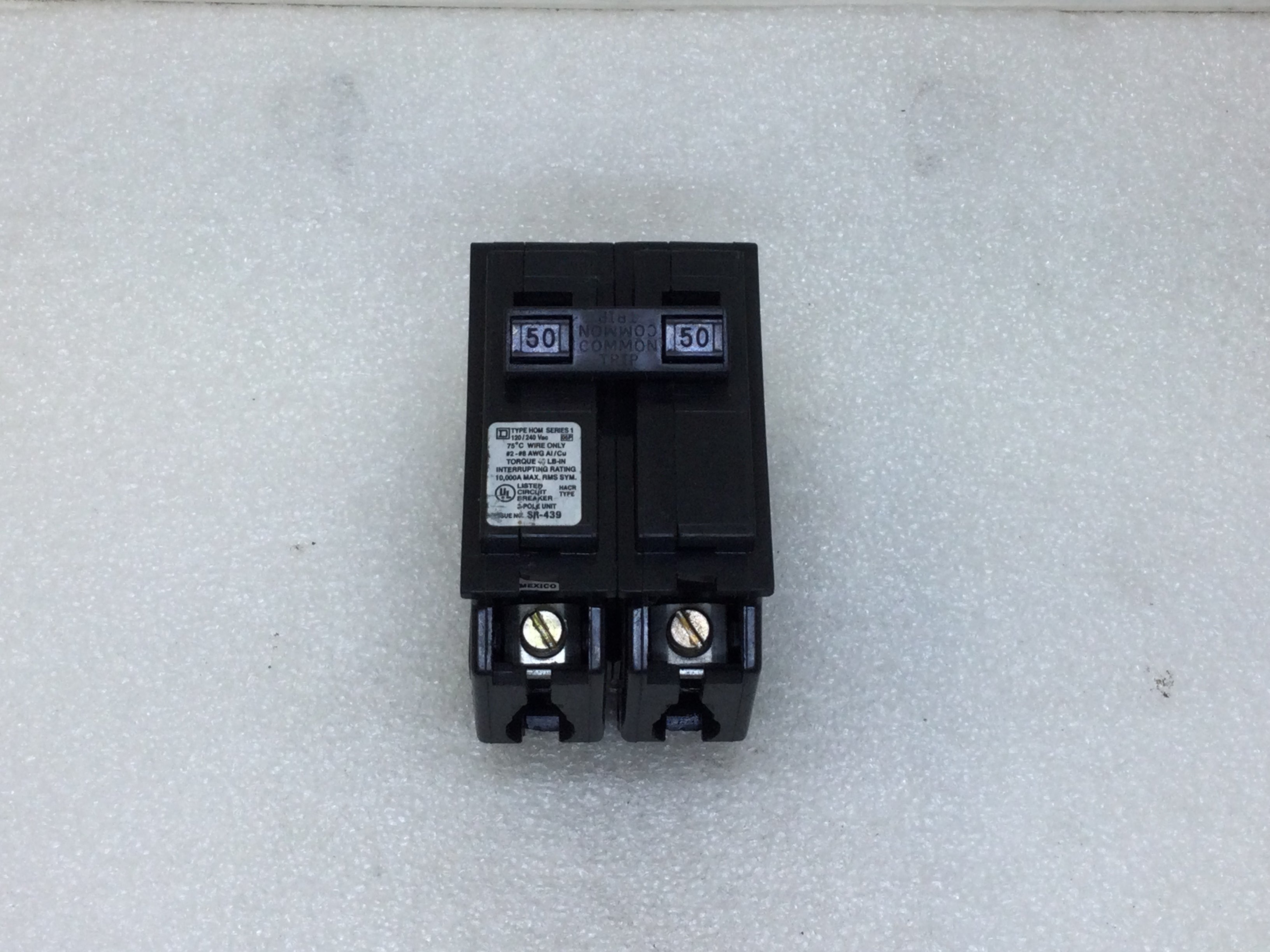 Square D/HOM250 50 Amp 2 Pole 120/240V Circuit Breaker - White Sticker