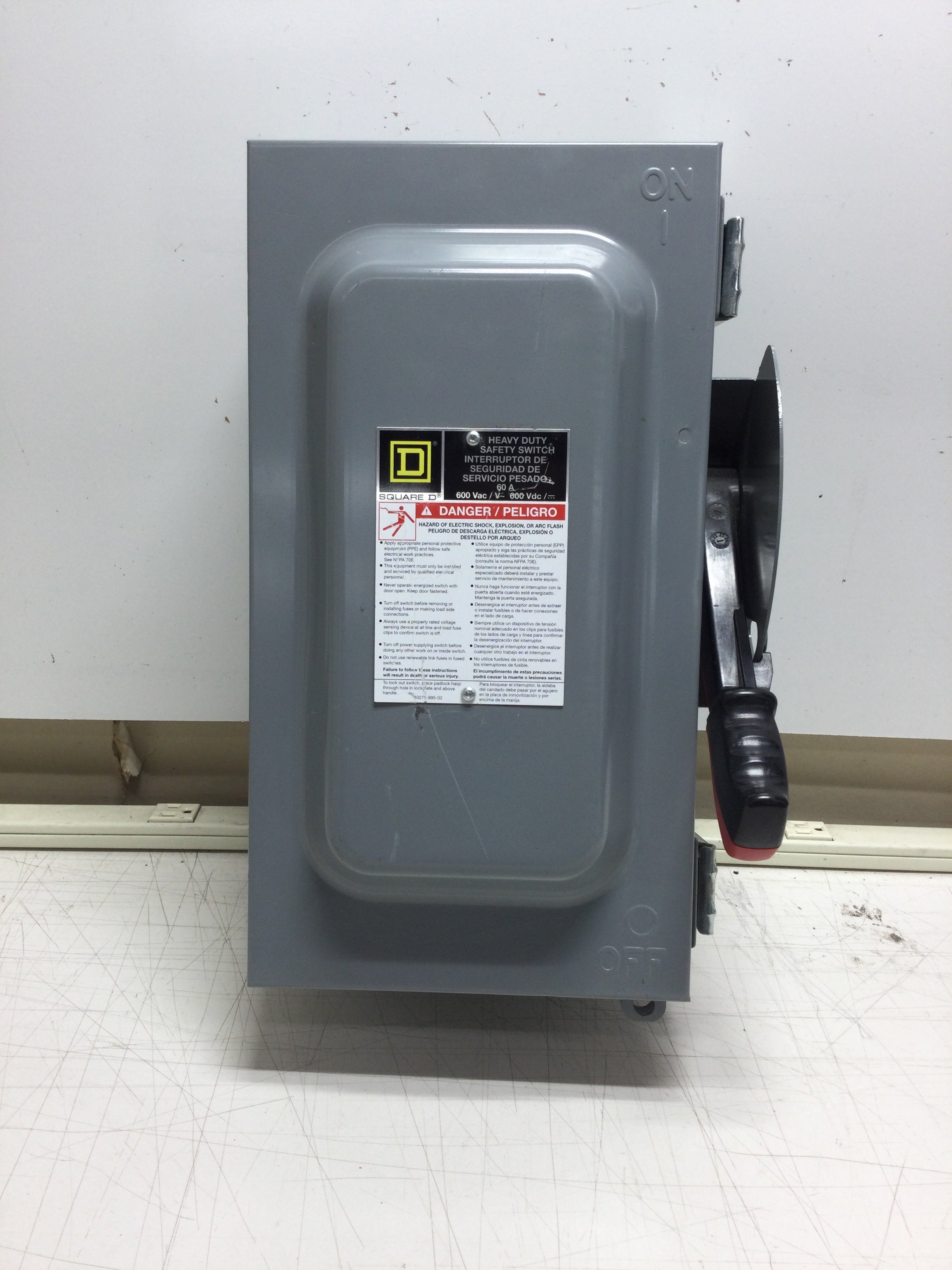 Square D HU362AWK Type HU 60 Amp 600v 3 Pole 3 Phase Nema 12 Series F0