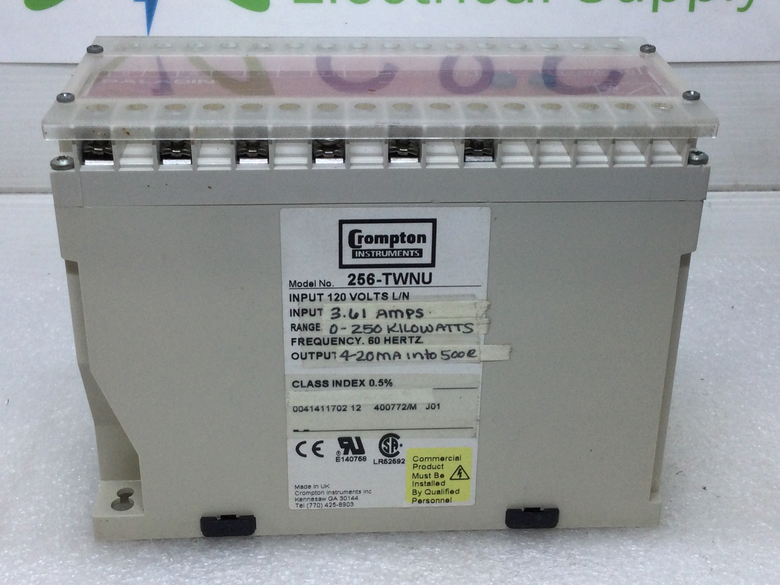 Crompton 256-TWNU 3-Phase 4-Wire Unbalanced Load Watt Transducer with