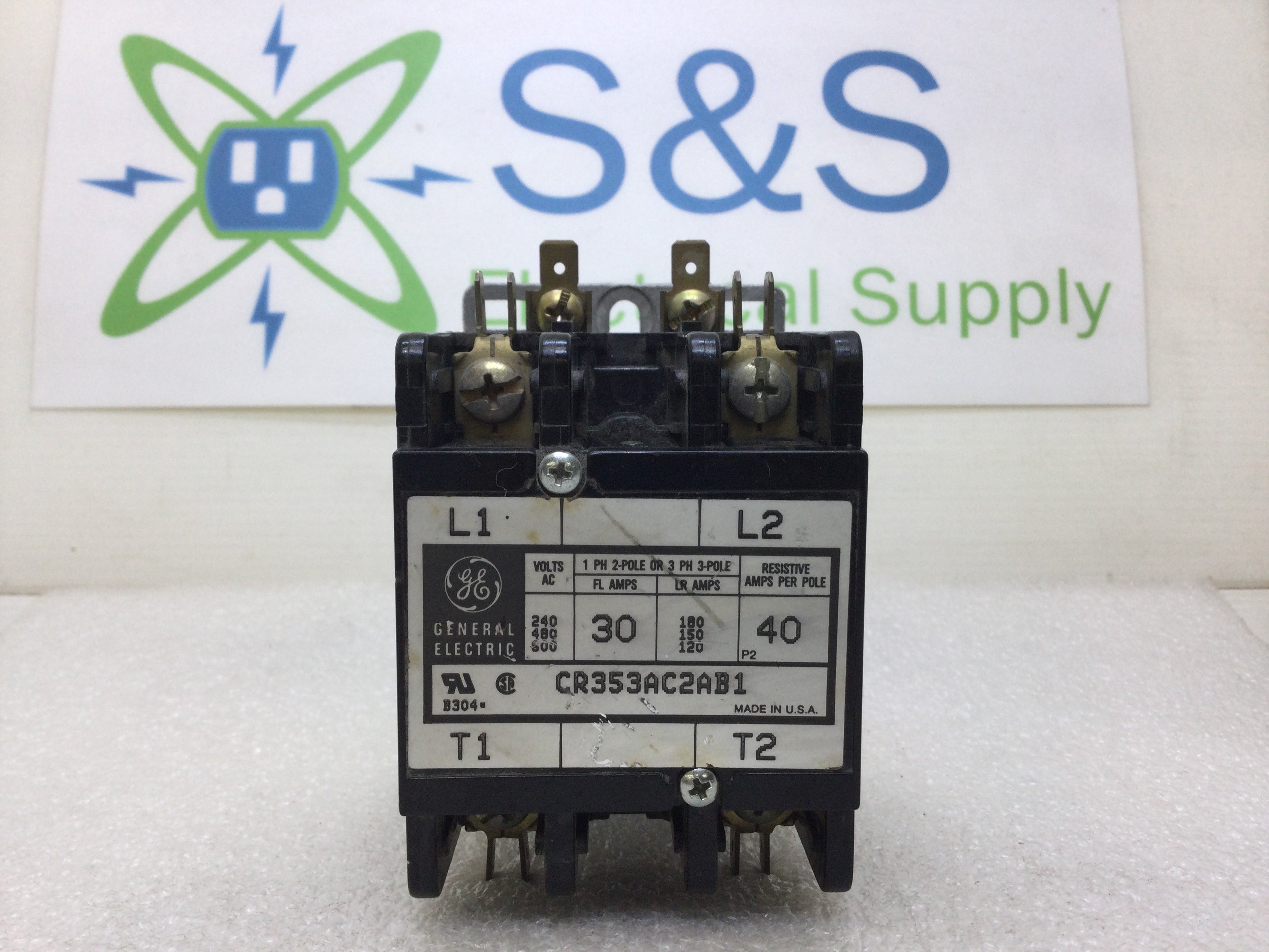 GE General Electric CR353AC2AB1 30 Amp 2 Pole 240-600 VAC Contactor wi