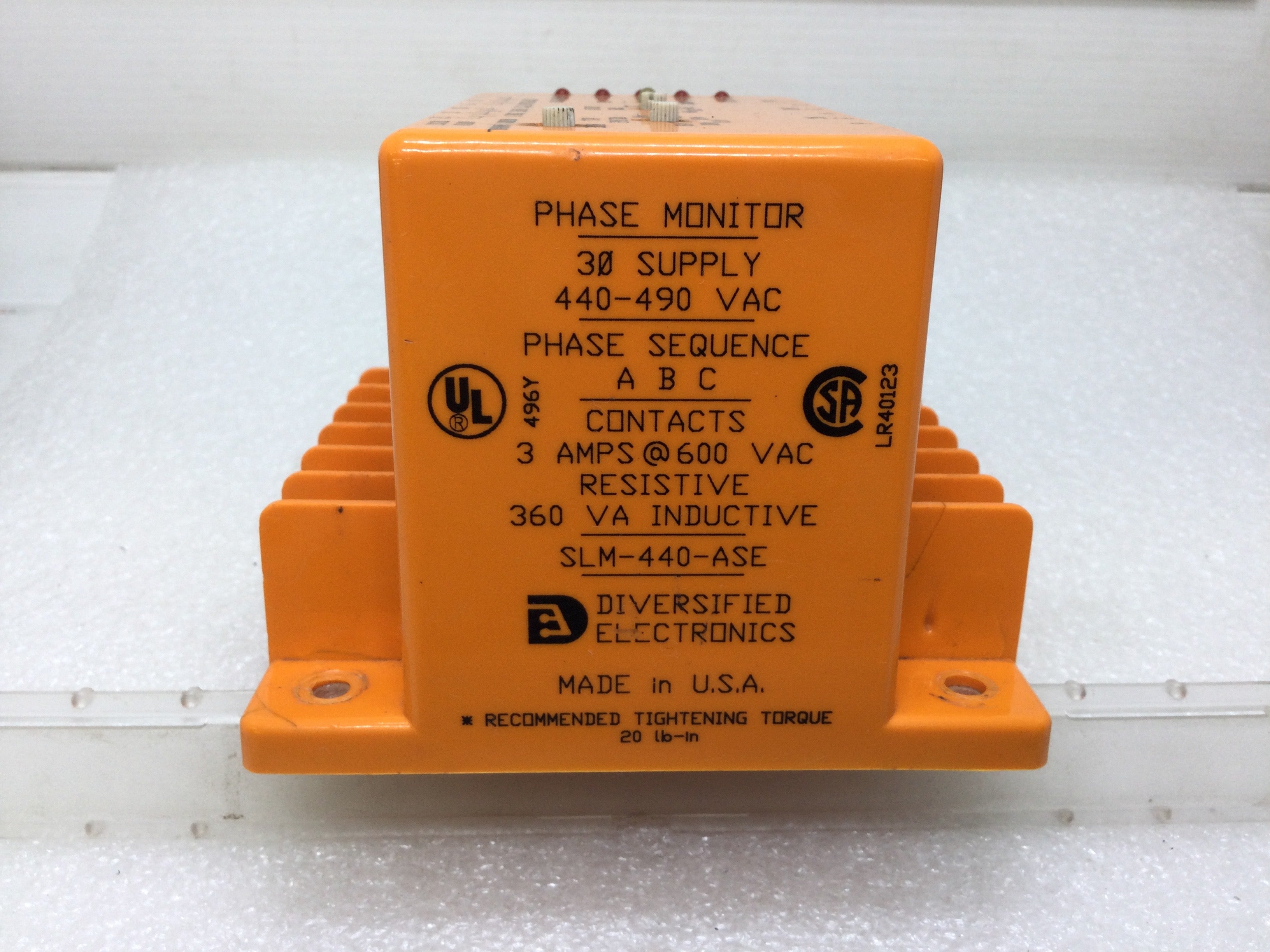 Diversified Electronics SLM-440-ASE Phase Monitor 3Amp 600V