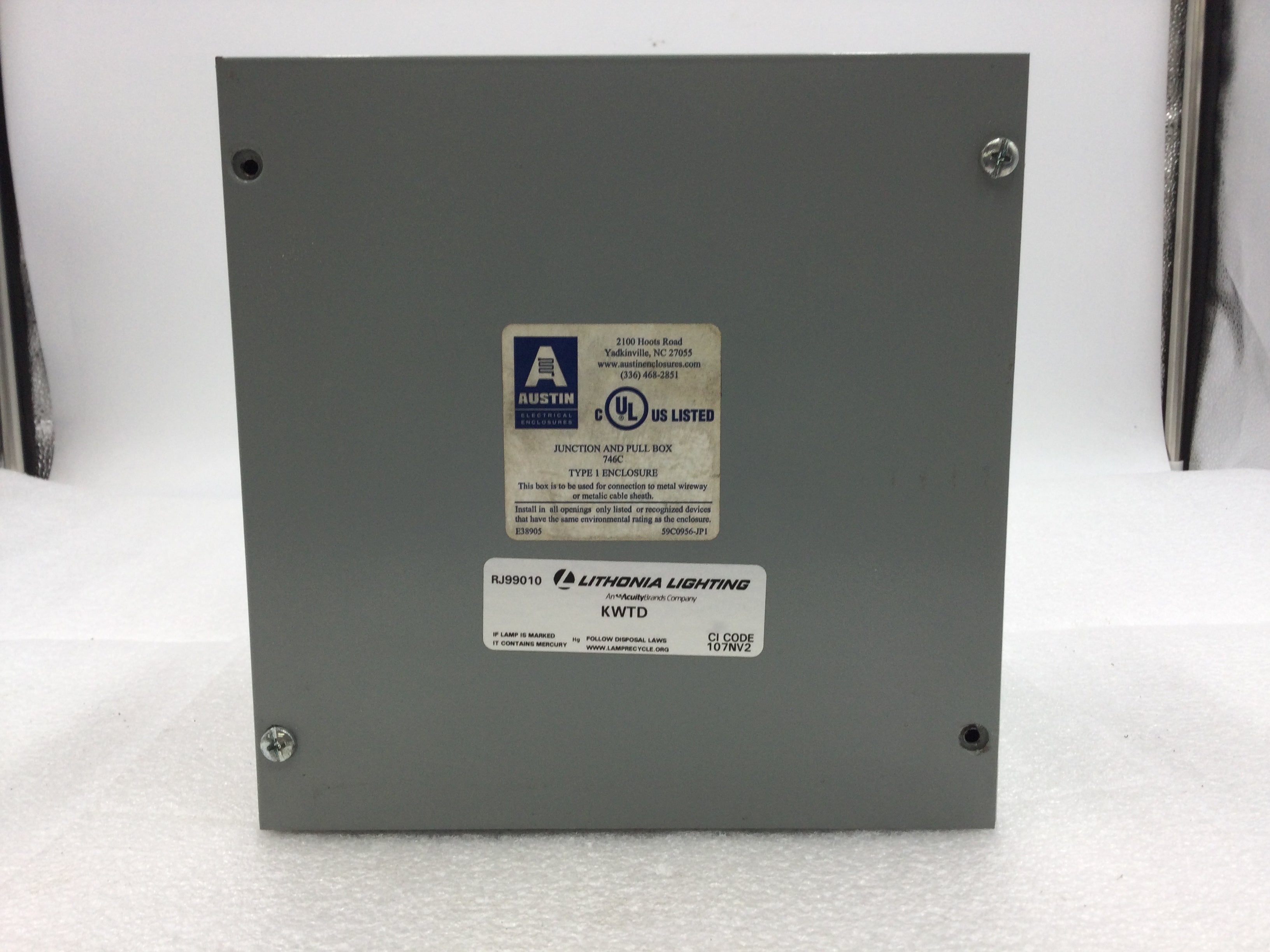 Austin Electrical 746C 8" X 8" X 6" Nema Type 1 Junction/Pull Box with