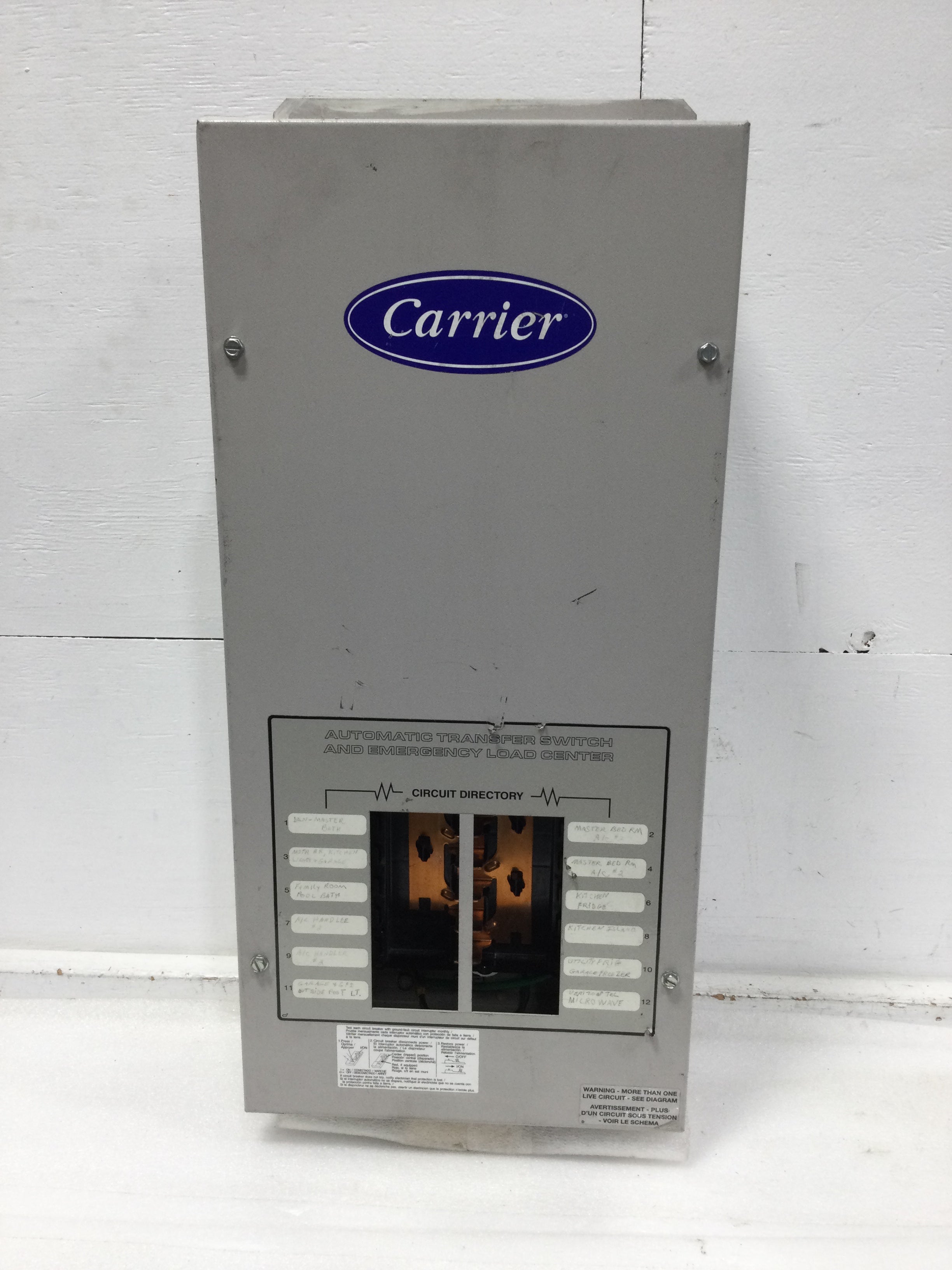 Generac/Carrier 0F4122A Guardian Transfer Switch/Load Center with 12 S