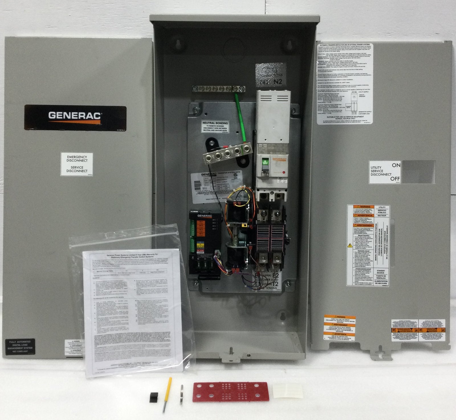 Generac 10000011659 200 Amp Single Phase 240V Transfer Switch 30 1/4"