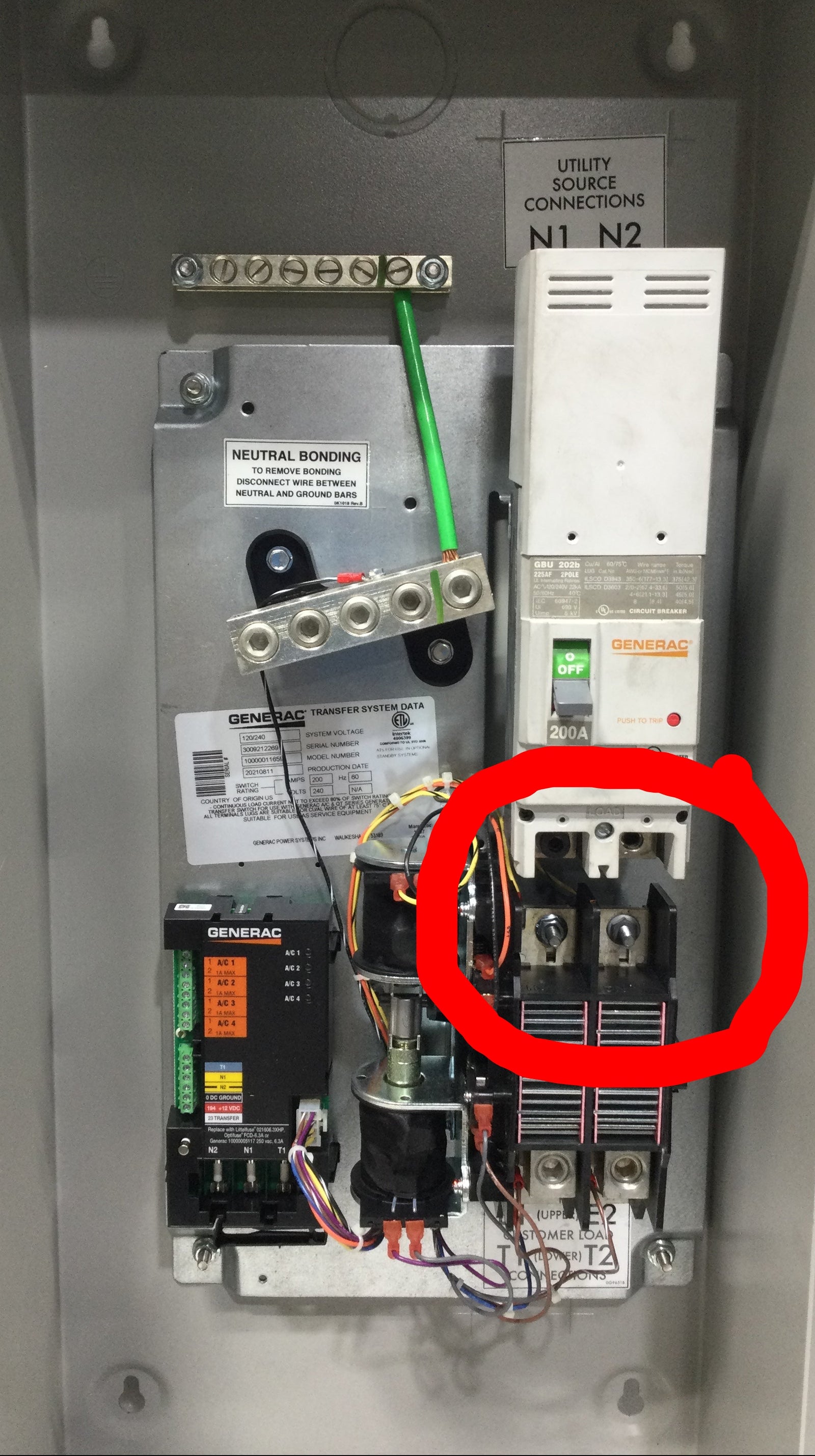 Generac 10000011659 200 Amp Single Phase 240V Transfer Switch 30 1/4"