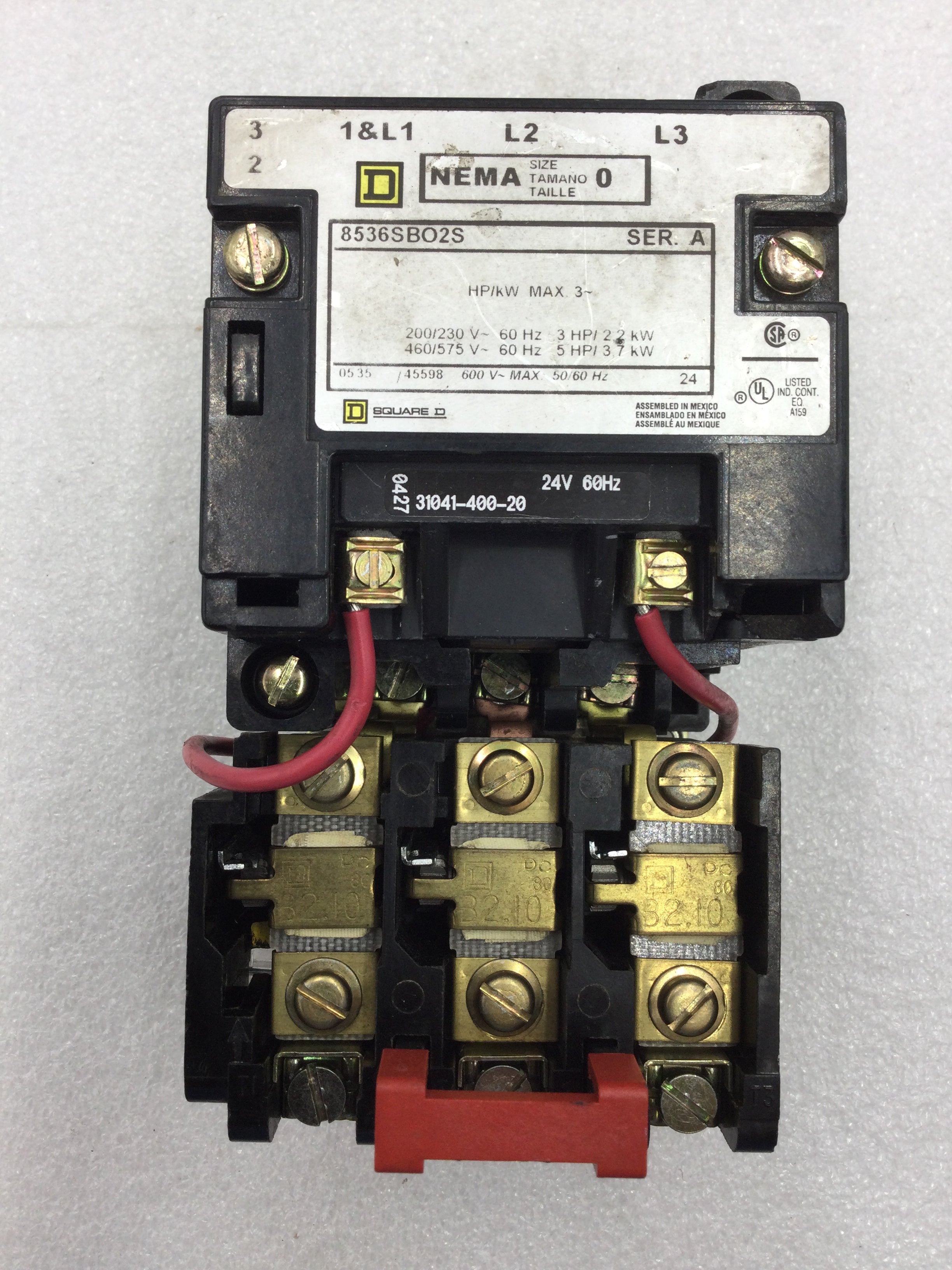 Square D 8536SBO2S Series A Nema Size 0 Motor Starter 3 Pole 200-575 V