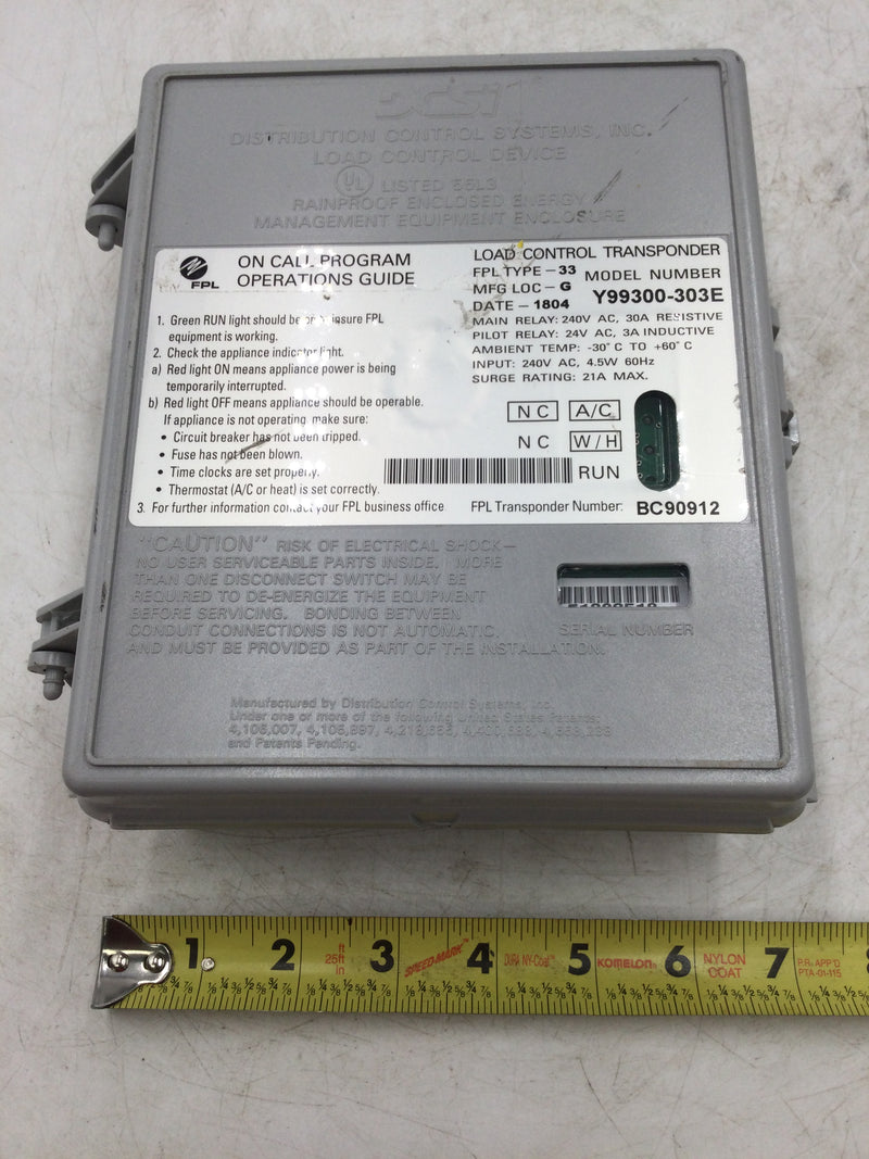 DCSI Y99300-303 30 Amp 240V FPL Type 33 Load Control Transponder