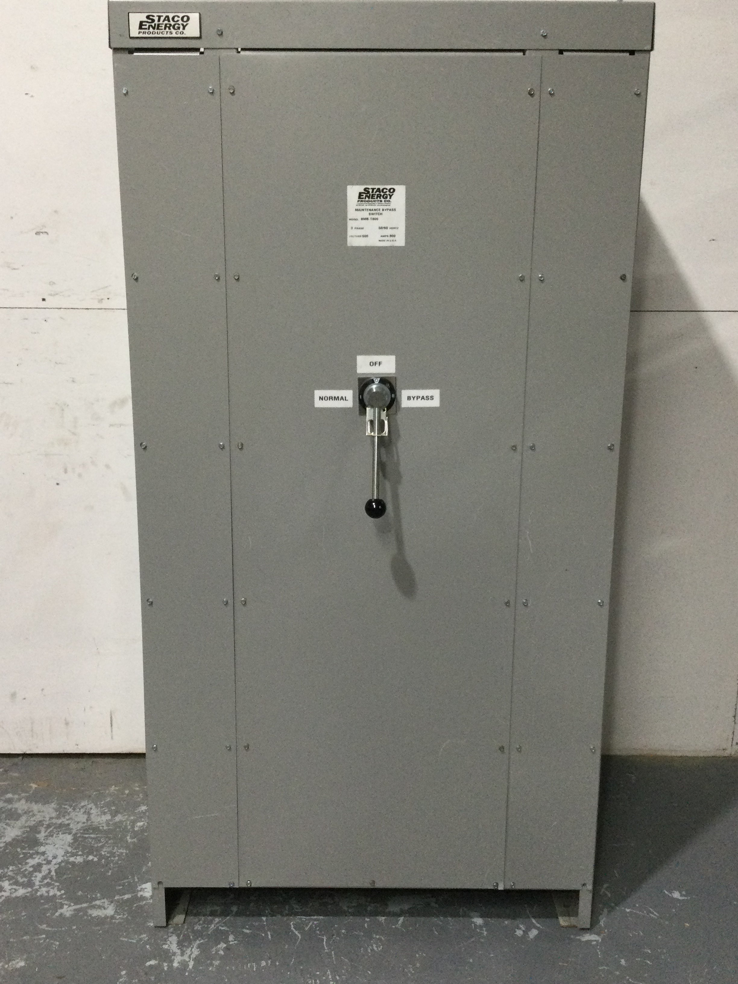 Staco Energy BMB-T800 3 Phase 800 Amp 600V 50/60Hz Maintenance Bypass