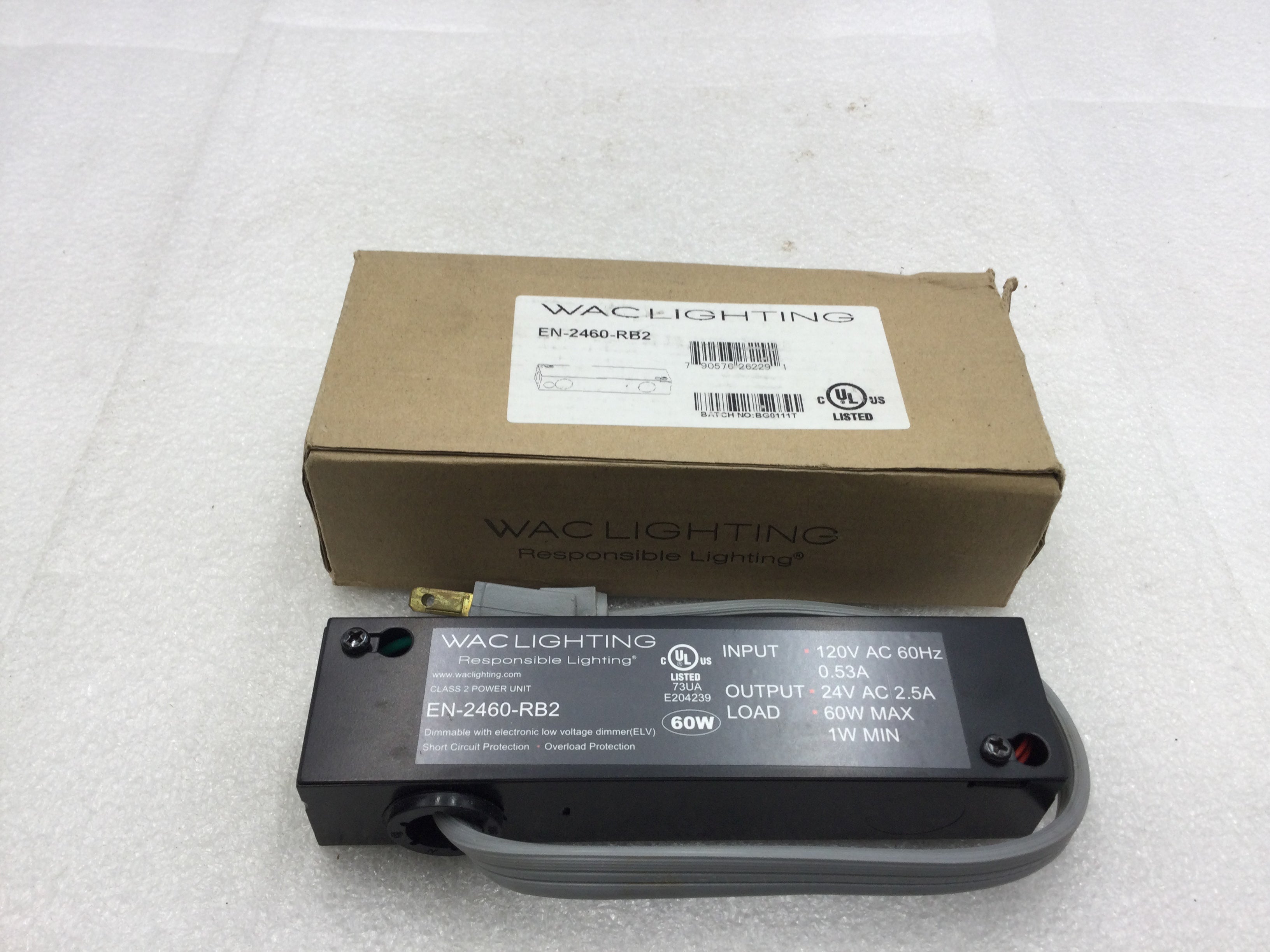 WAC Lighting EN-2460-RB2 Remote Class 2 Power Supply 120 VAC Input 24