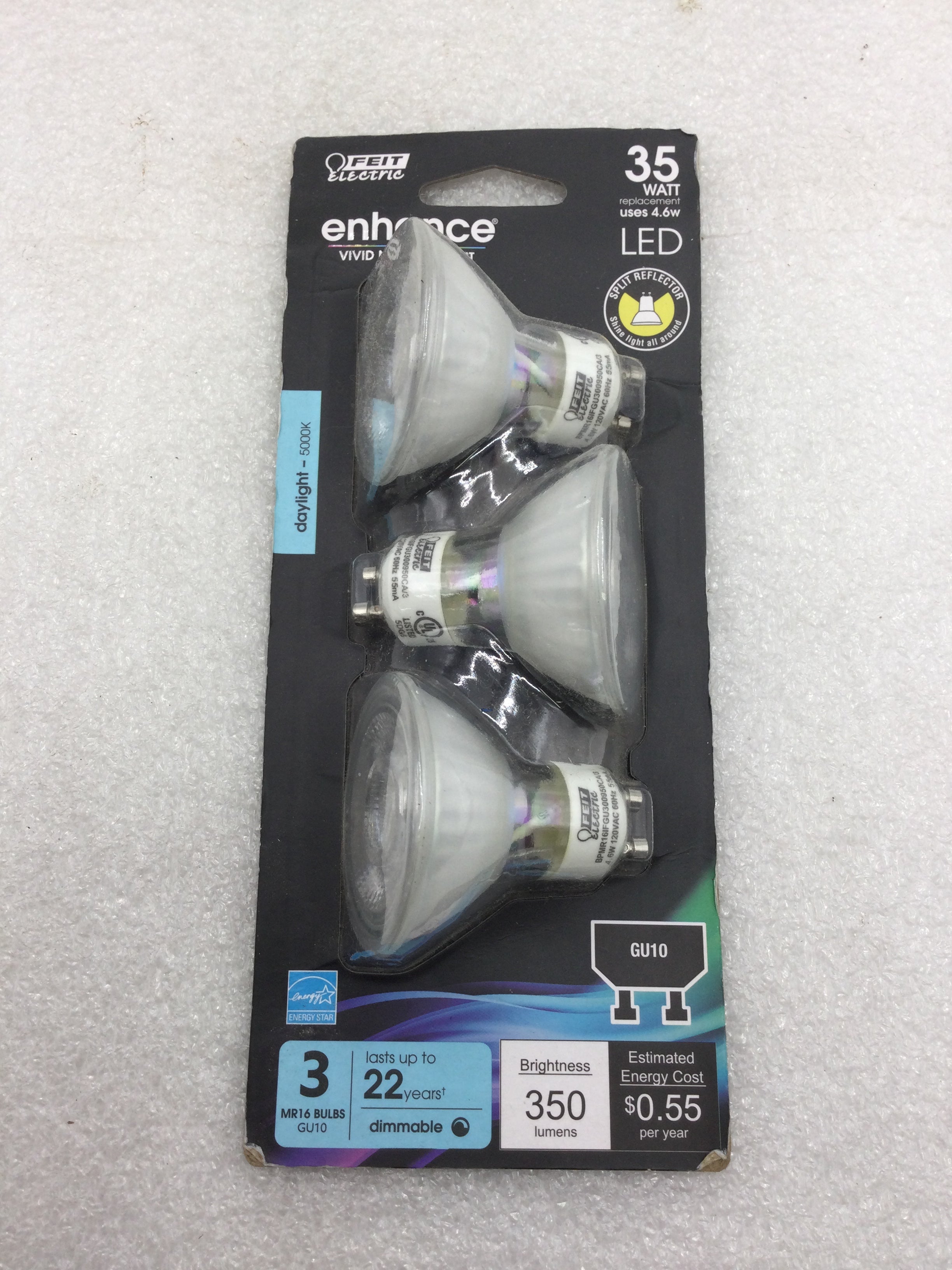 Feit Electric (3 Pack) Bi-Pin Base GU10 35 Watt LED Light Bulb 350 Lum