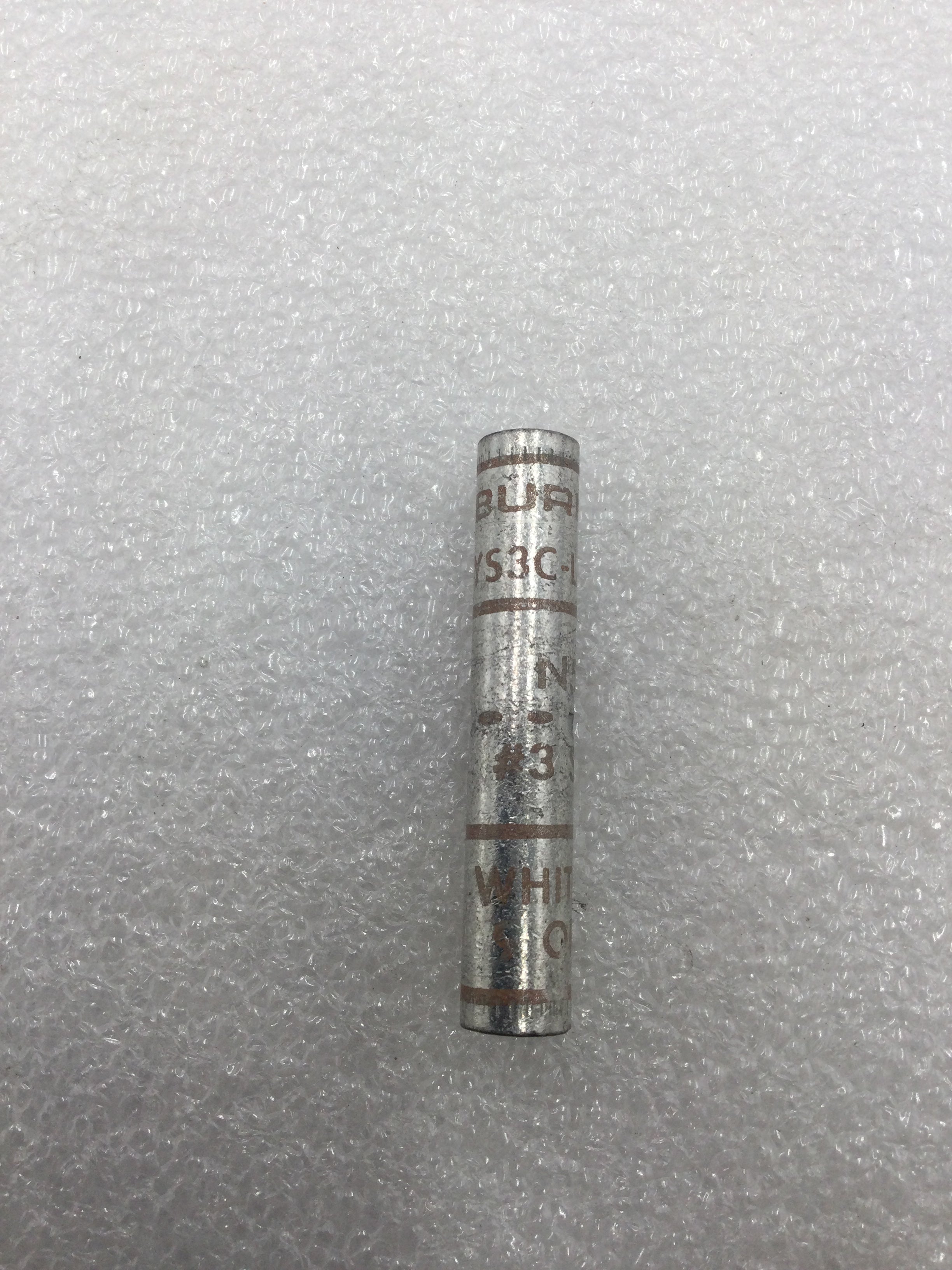Burndy YS3C-L Butt Splice for #3 Str Aluminum/Copper Wire (White Die)