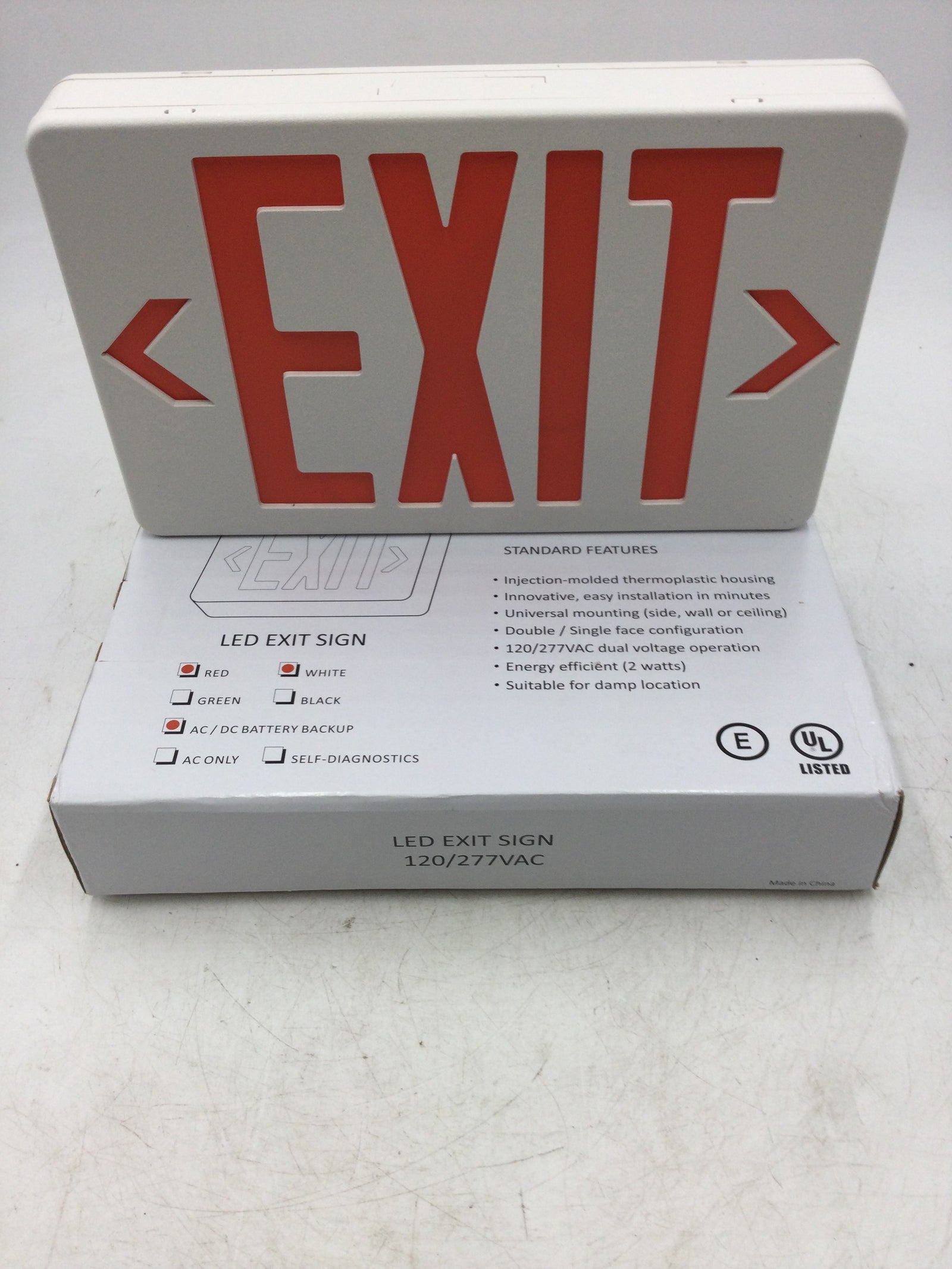 Evenlite Telesis TLXEMRUW Exit Sign 120/277 VAC 2 Watts Universal Moun