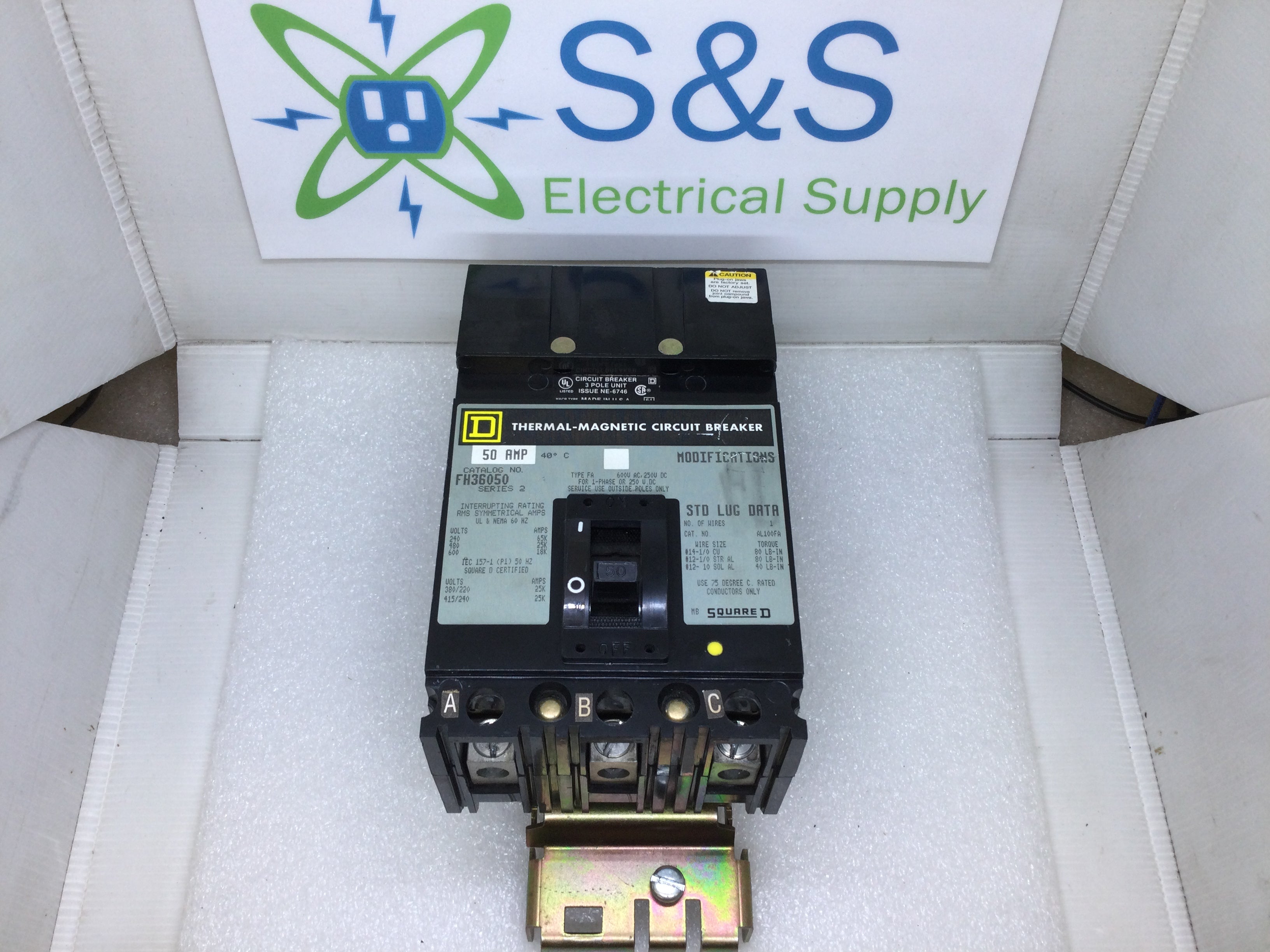 Square D FH36050 50 Amp 600 Vac 3 Pole Type FH-36050 I-Line Circuit Br