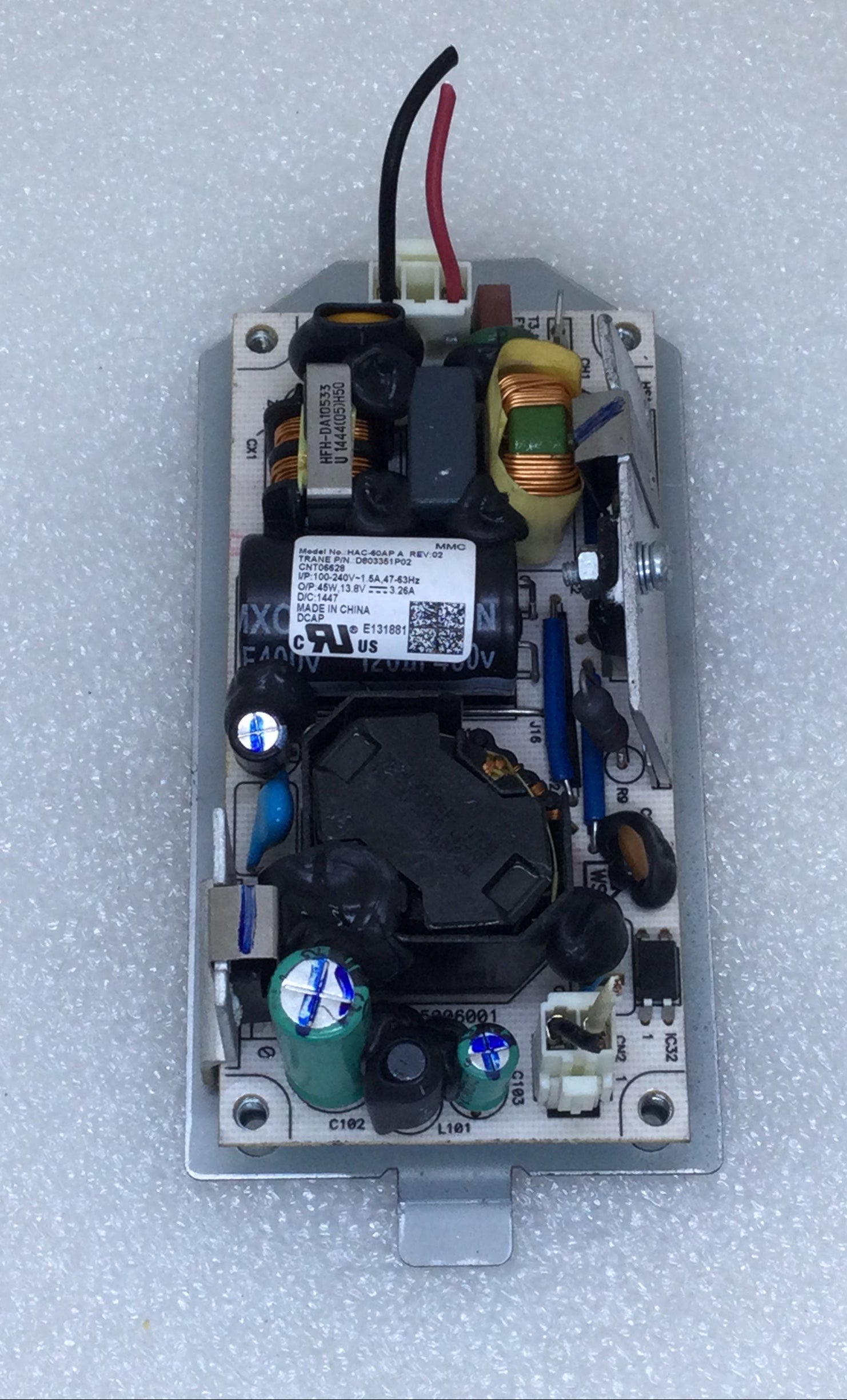 Trane HAC-60AP D803351P02 100-240V Power Supply Board w/ Back Panel -W