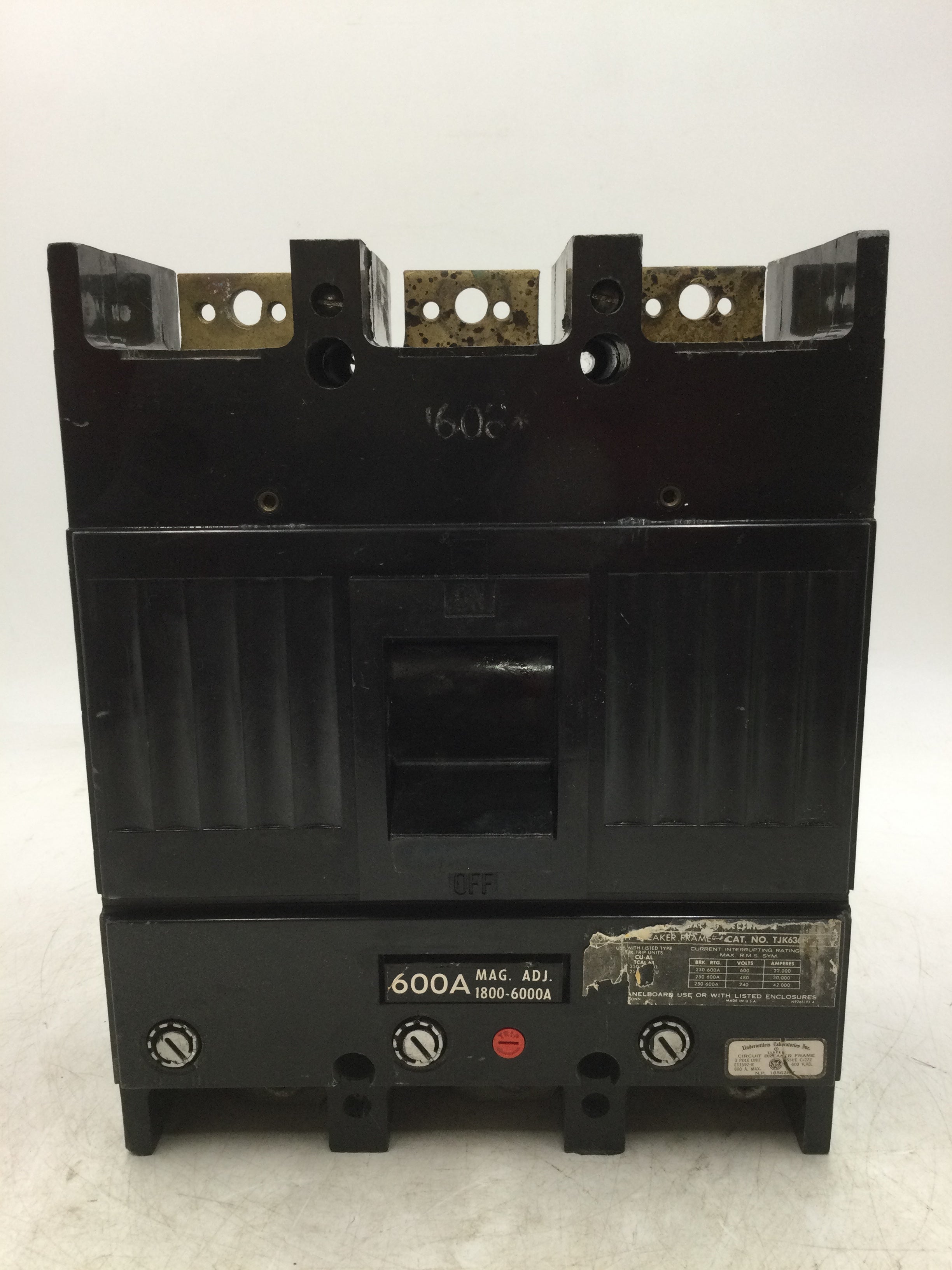 General Electric TJK636F000 600 Amp 3 Pole 600V Circuit Breaker w/ 600
