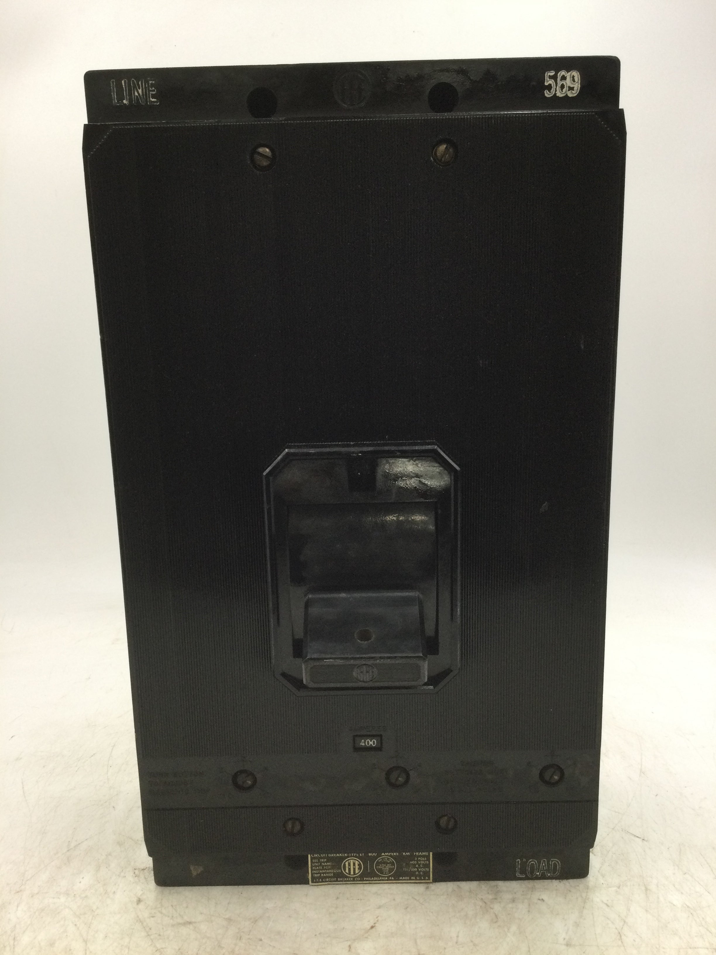 ITE Type ET 800 Amp KM Frame 3 Pole 600V AC 125/250V DC w/400 Amp Trip