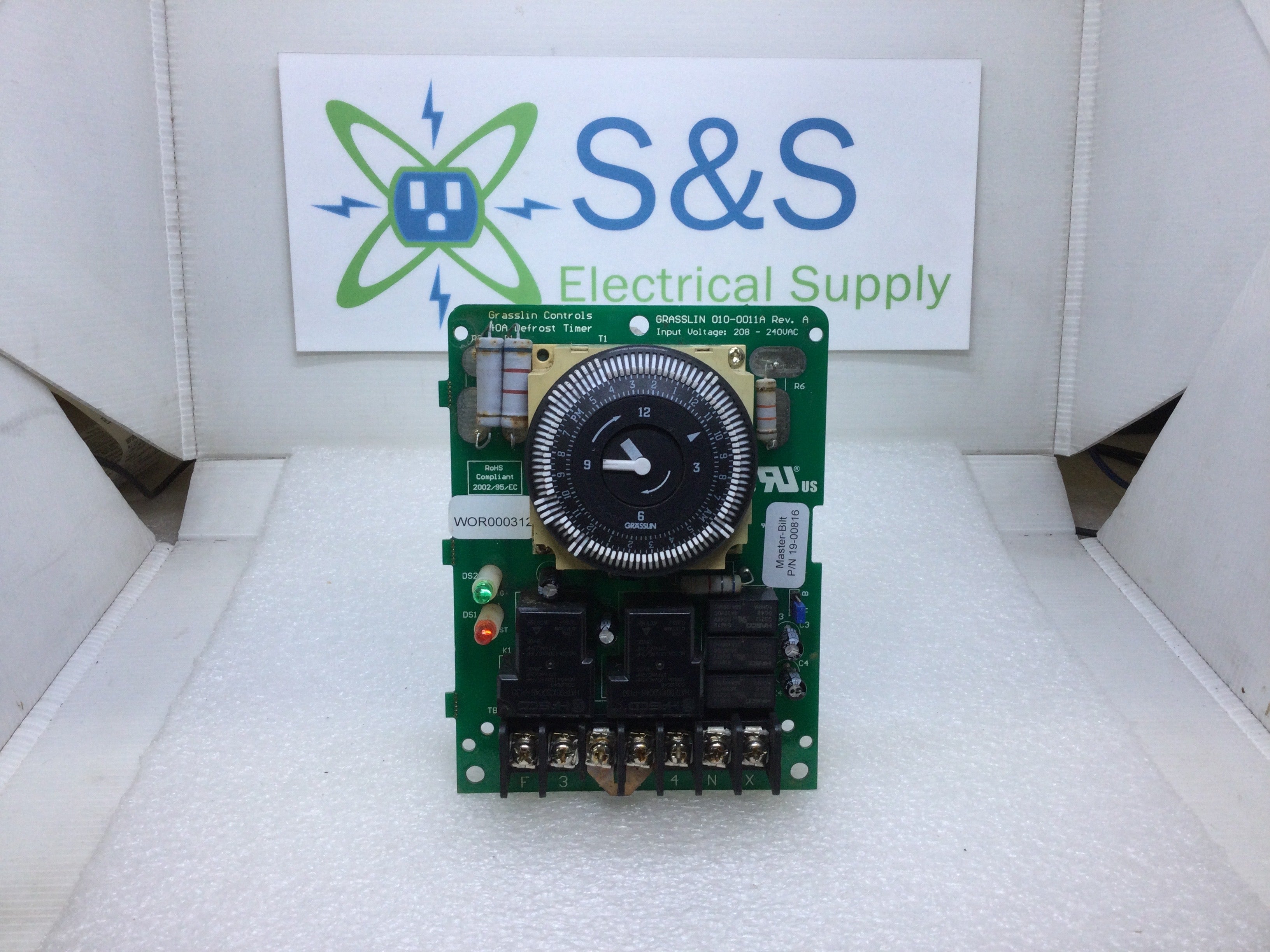 Grasslin Controls 010-0011A Defrost Timer 40 Amp 208-240VAC Rev. A