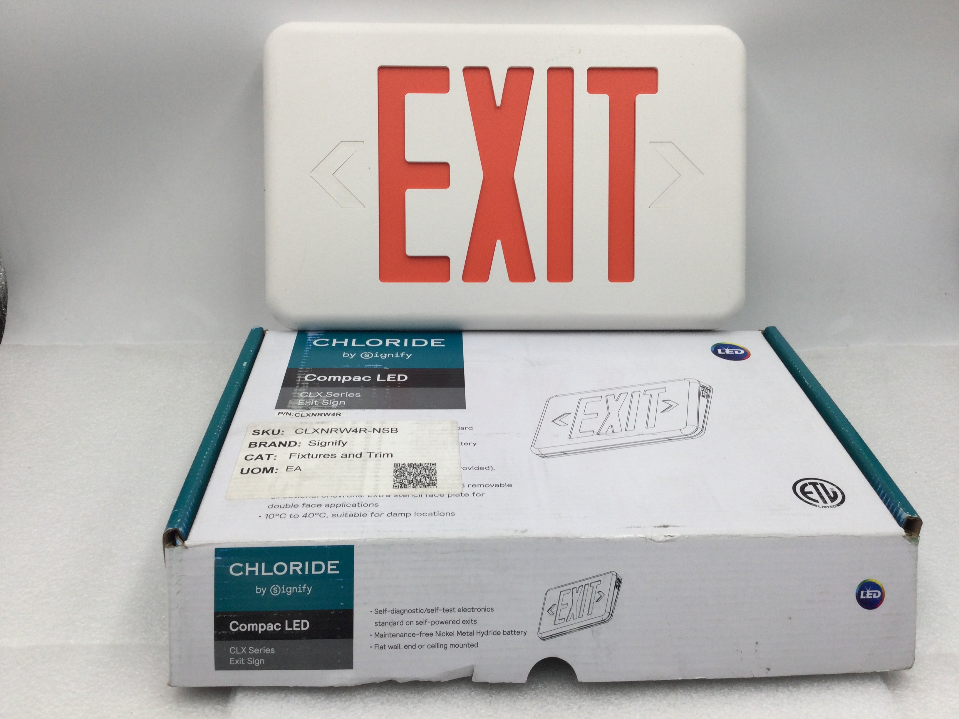 Philips/Chloride CLXNRW4R Compac LED Exit Light 12 Watt 120-277 VAC Wa