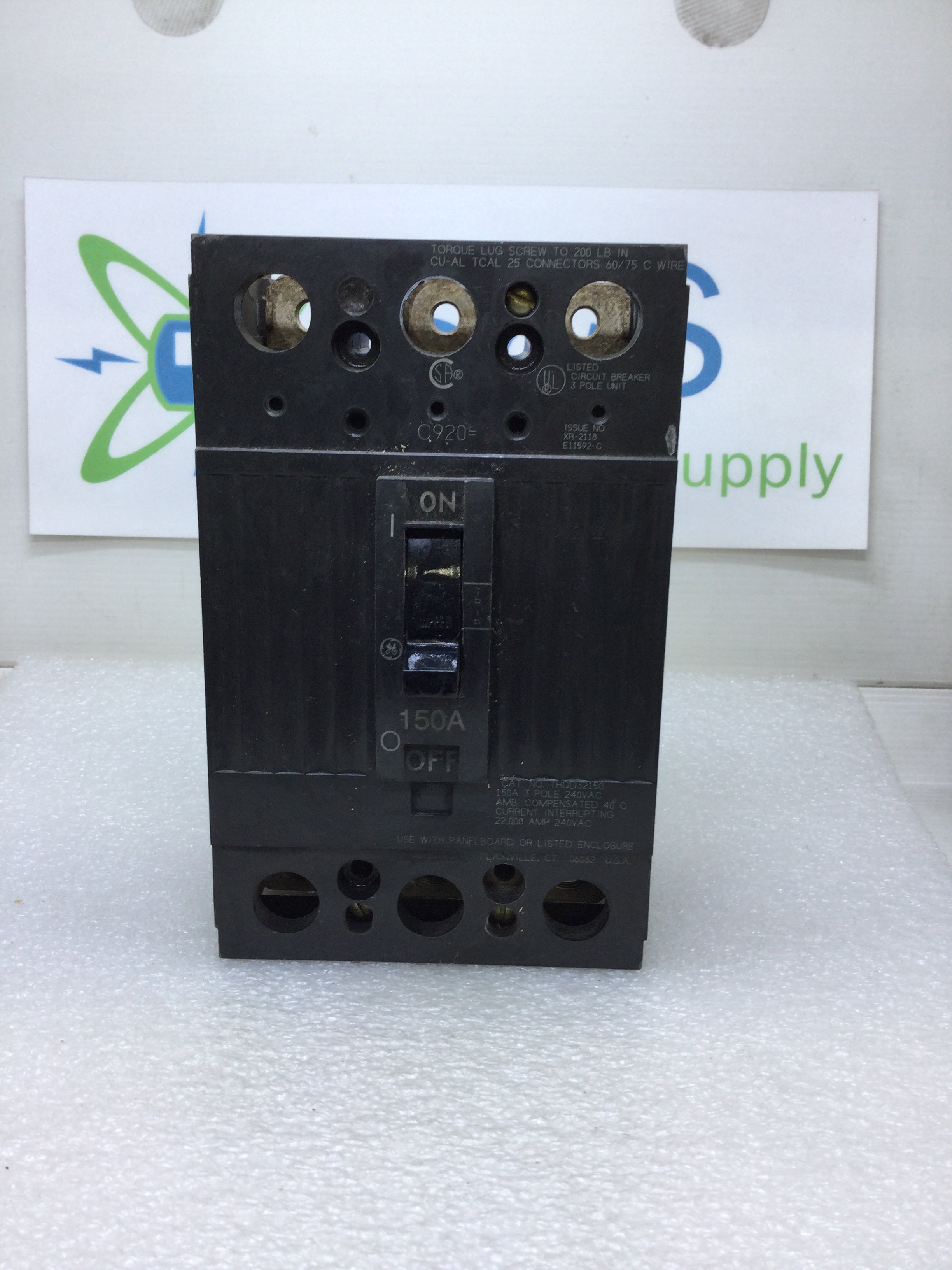 General Electric THQD32150 3 Pole 150A 240V 22KAIC Type THQD Circuit B