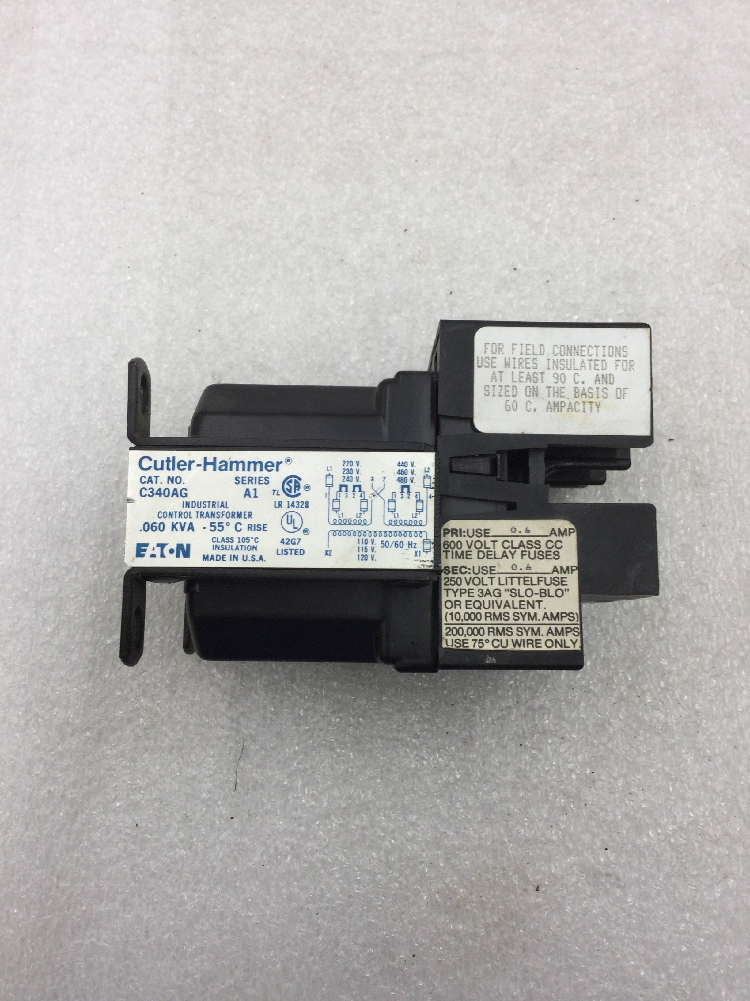 Cutler-Hammer C340AG Industrial Control Transformer .060 KVA Input 240