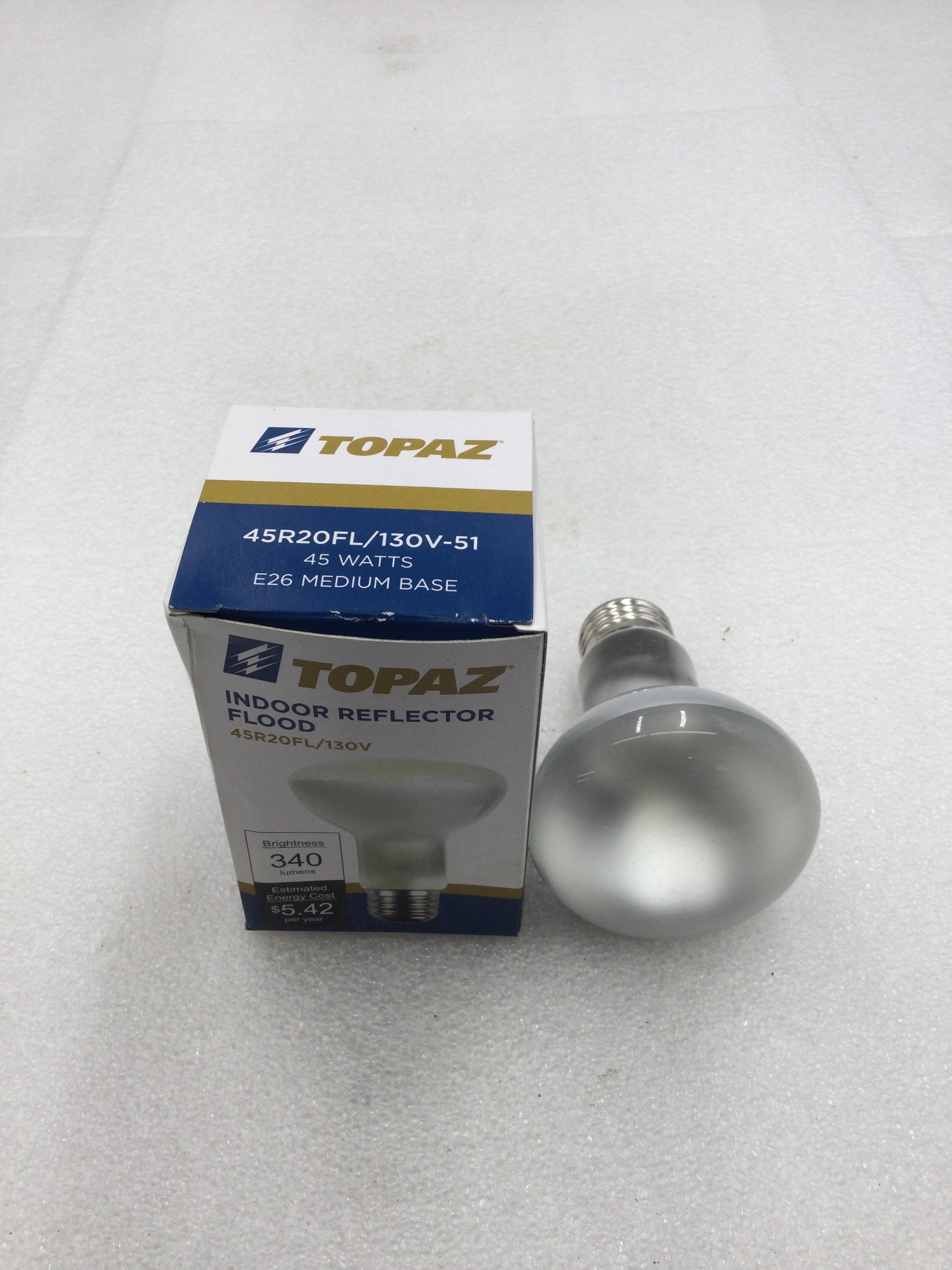 Topaz 45R20FL/130V-51 45 Watt 130 VAC Indoor Reflector Flood Lamp 340