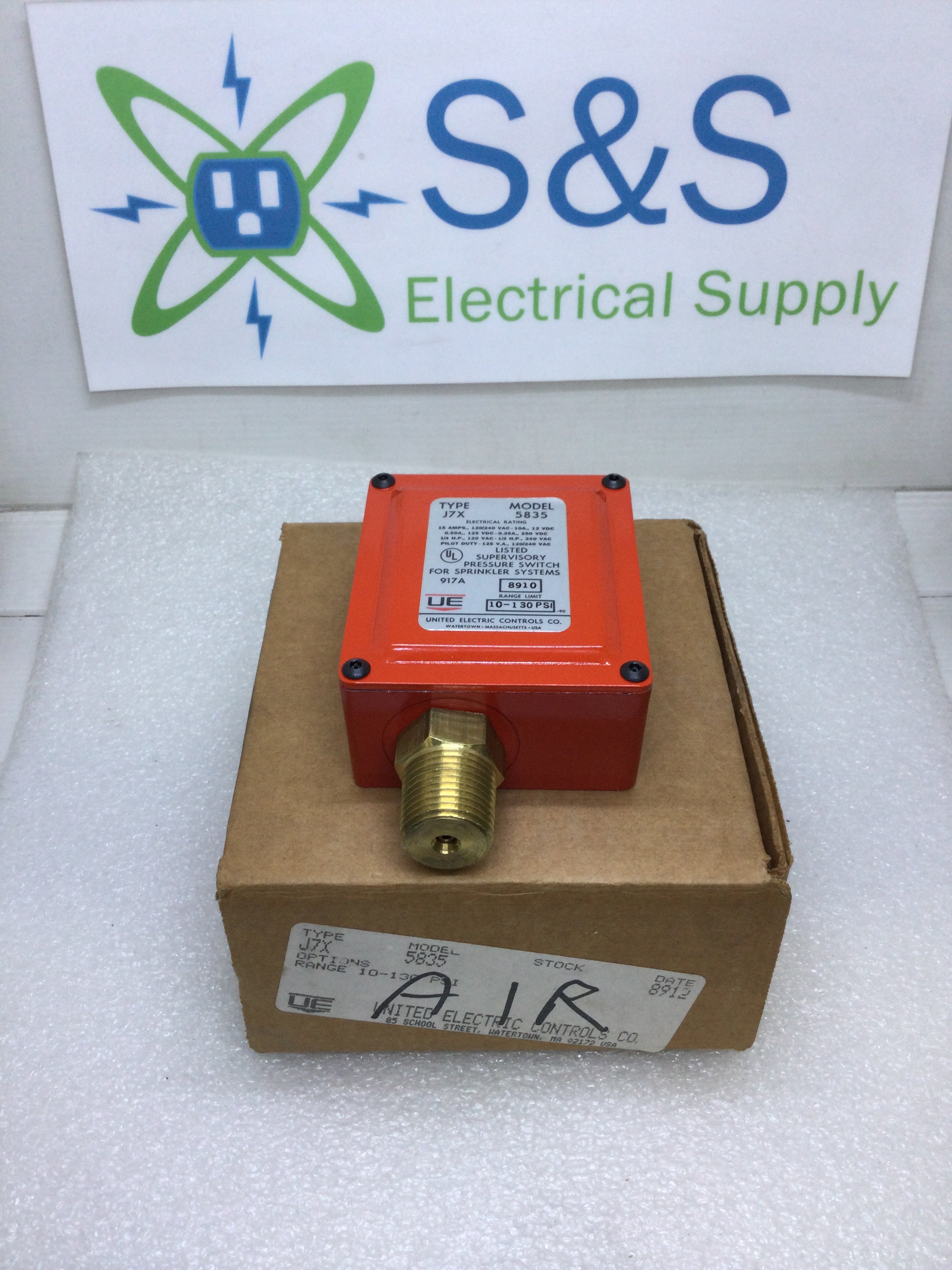 United Electric J7X 5835 UL Listed Supervisory Pressure Switch for Spr