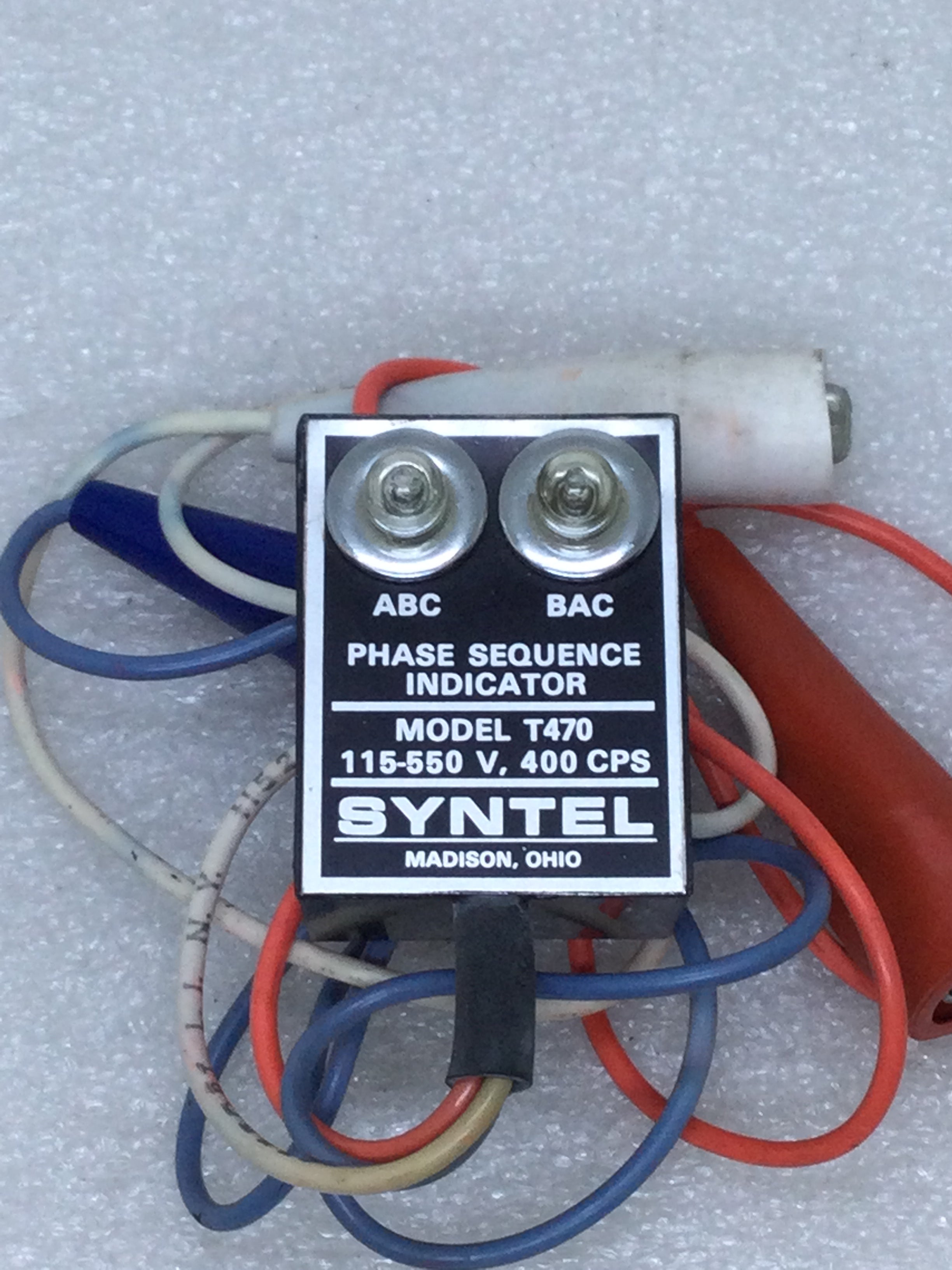 Syntel T470 Phase Sequence Indicator 115-550 VAC 400 CPS