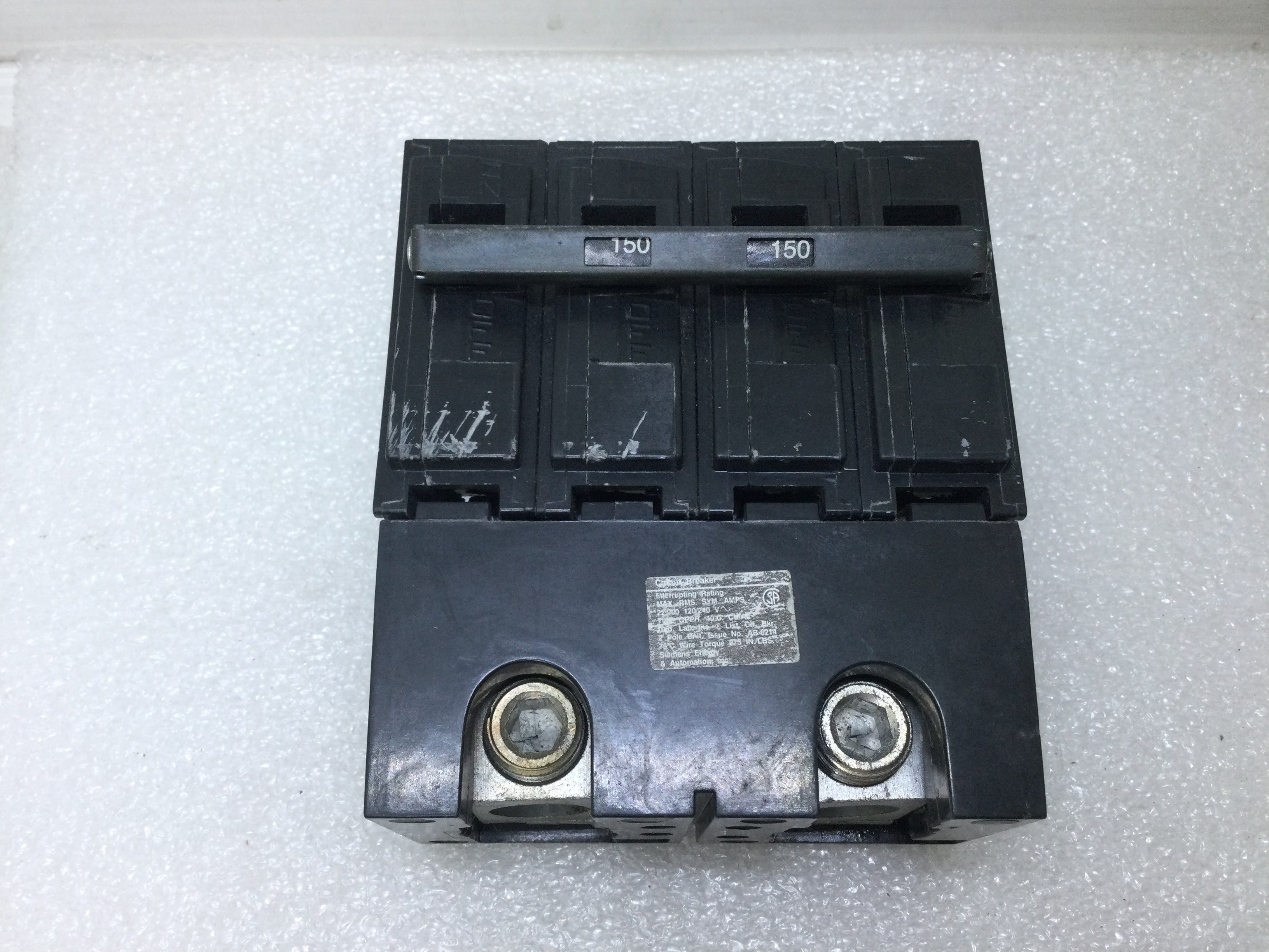 Siemens Q2150BH 150 Amp 2 Pole 120/240v 22k Type QPPH Circuit Breaker