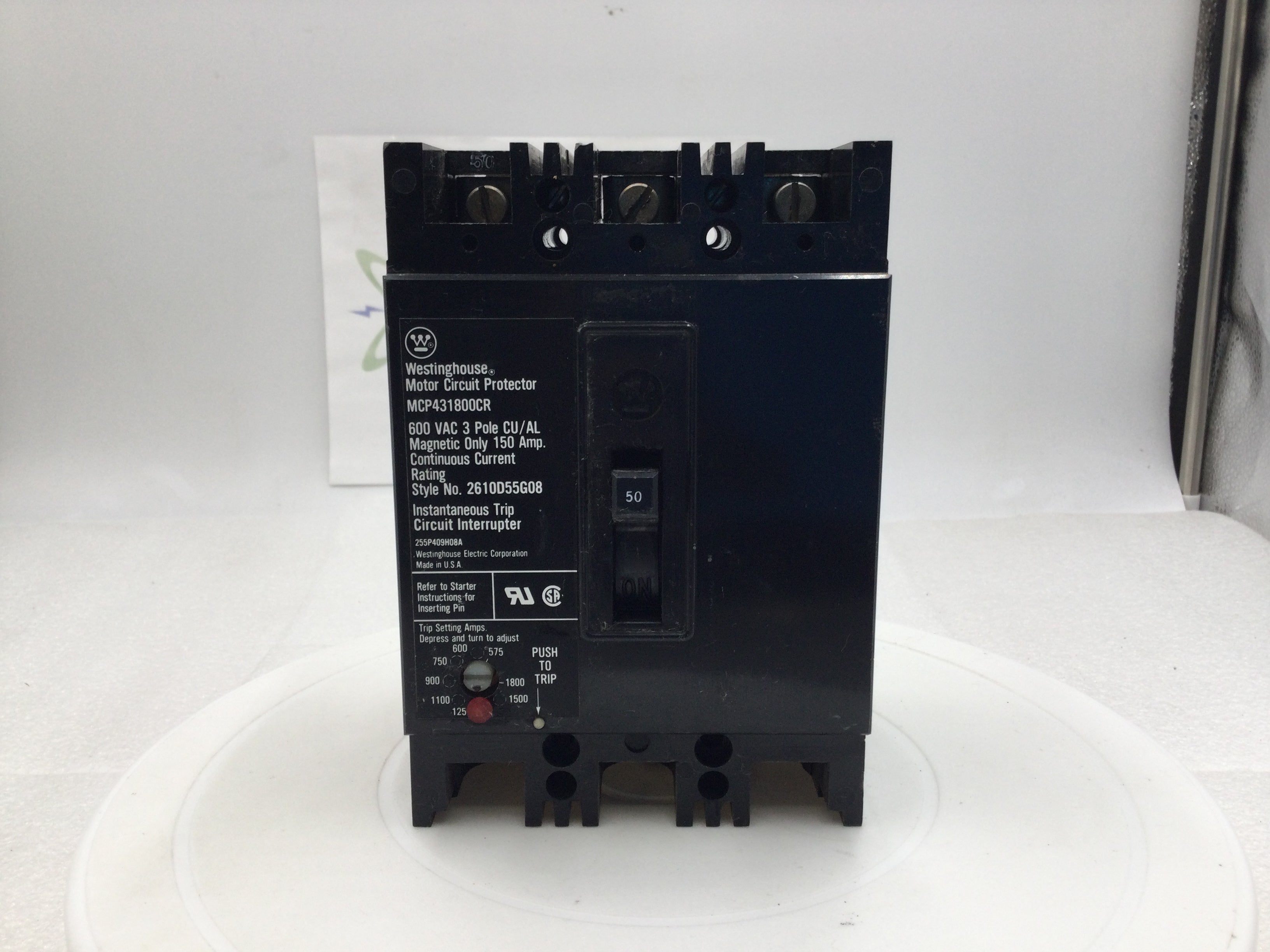 Westinghouse MCP431800CR 150 Amp Frame w/ 50 Amp Trip Circuit Breaker