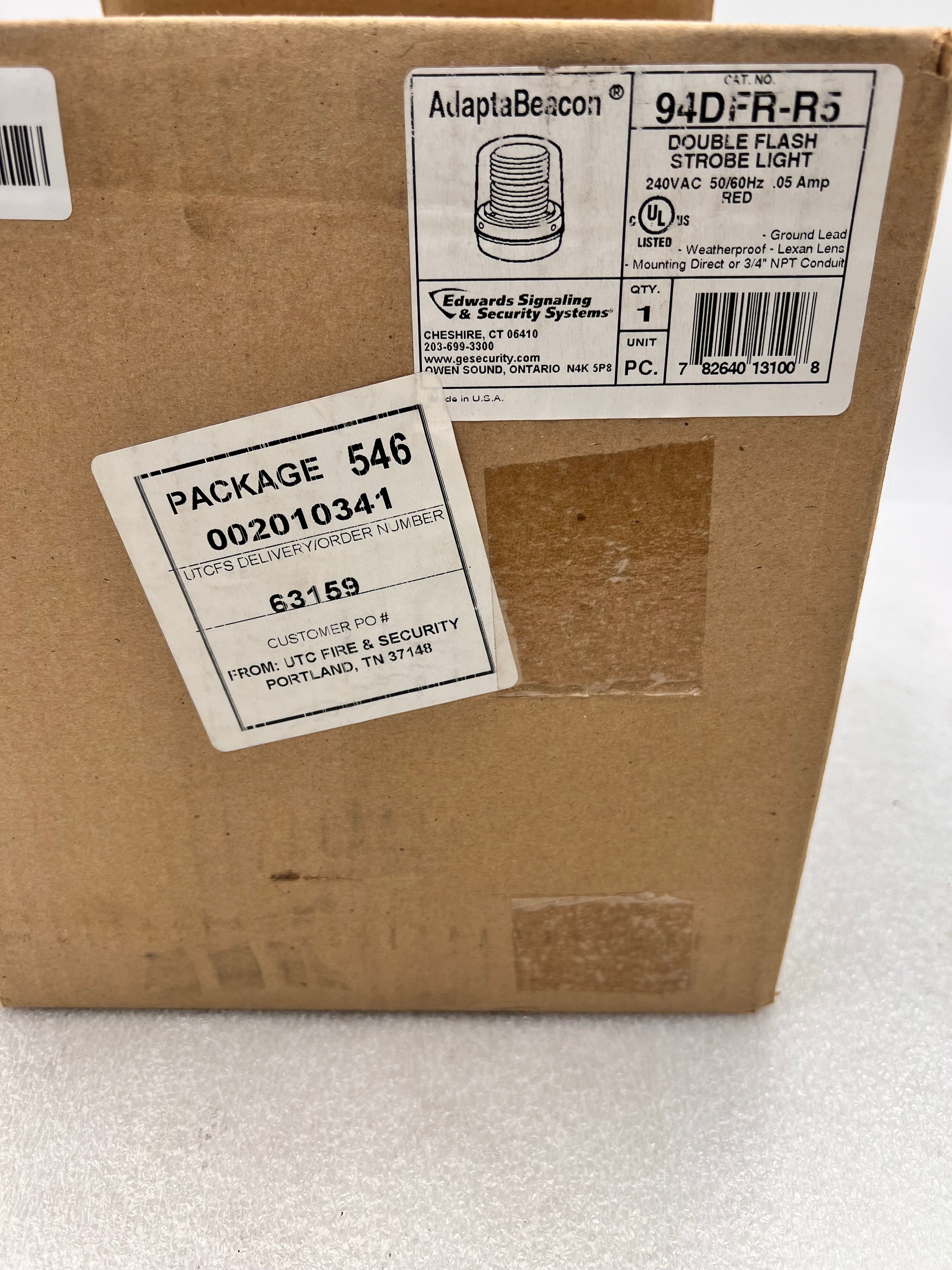 Edward Signaling 94DFR-R5 Double Flash Red Strobe Light, RED, 240V .05