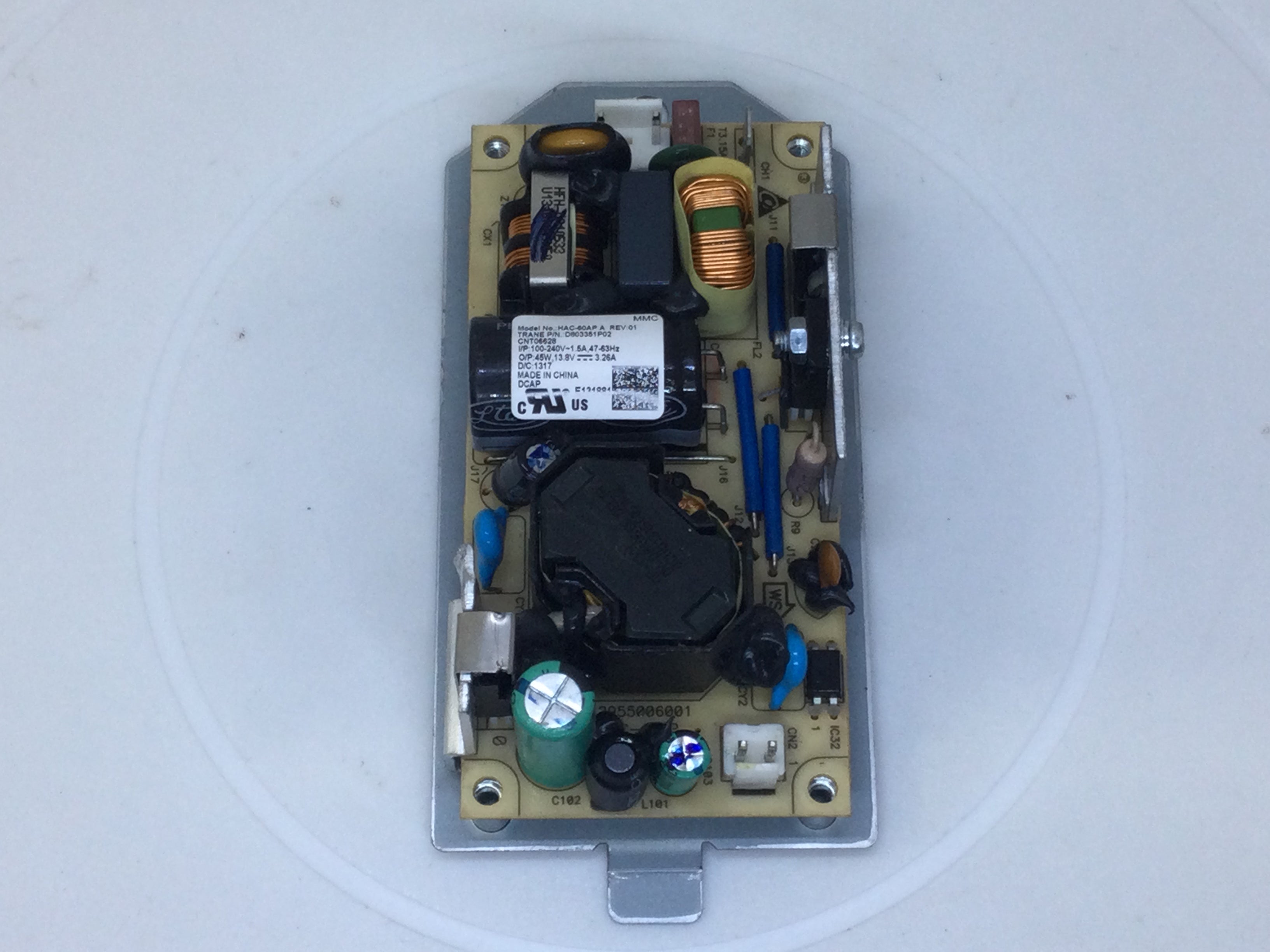 Trane HAC-60AP D803351P02 100-240V Power Supply Board w/ Back Panel