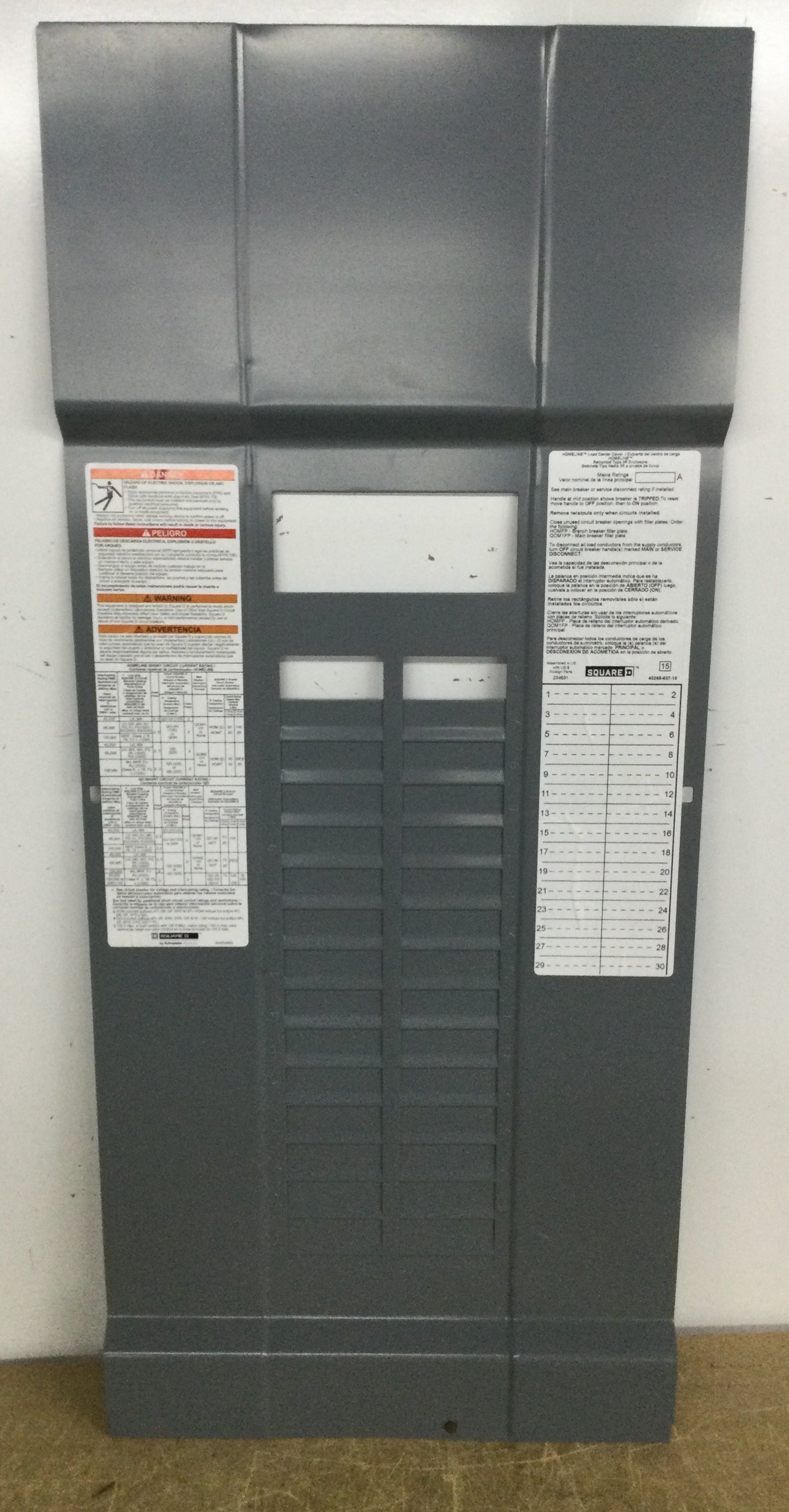 Square D Nema 3R Dead Front 200 Amps 120/240V 30 Space 33 3/16" x 14"